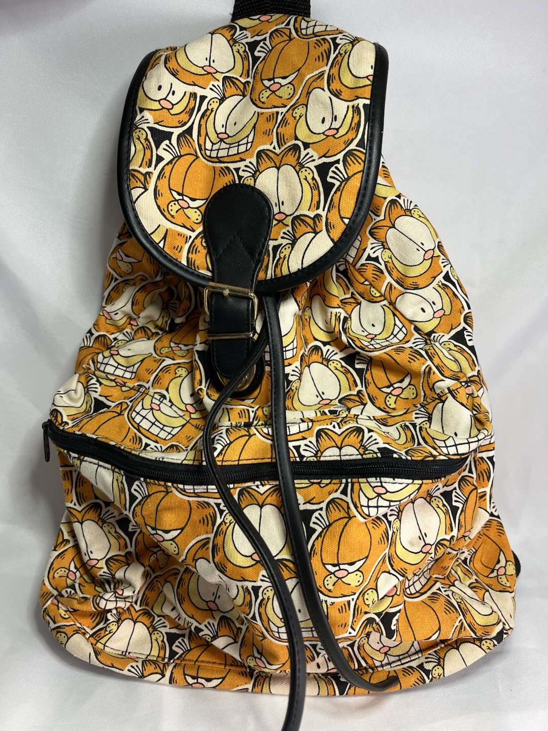 Vintage Garfield All Over Print Backpack Drawstring Buckle Canvas Bag ...