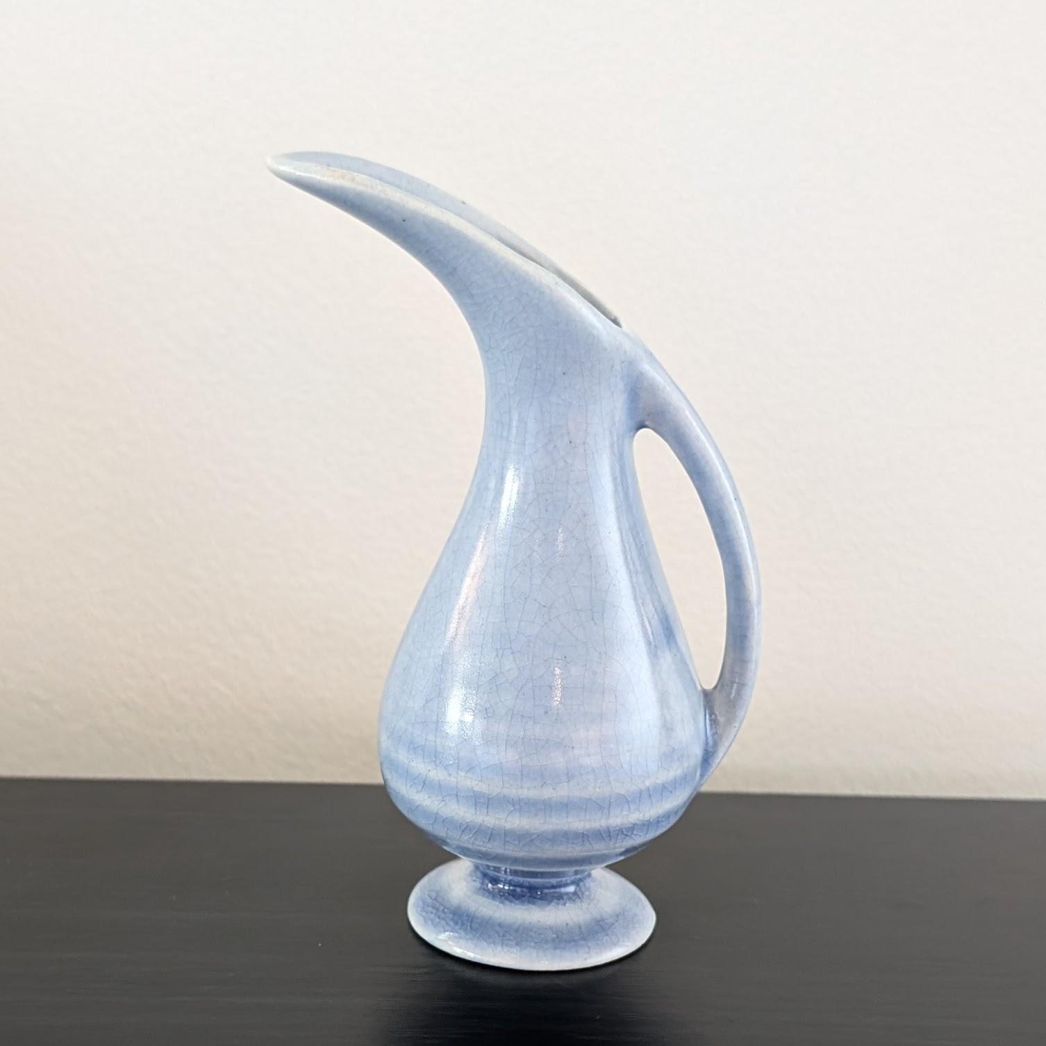 Vintage 5” Miniature Pitcher/Creamer Blue Glaze - Long Spout - Crazing ...