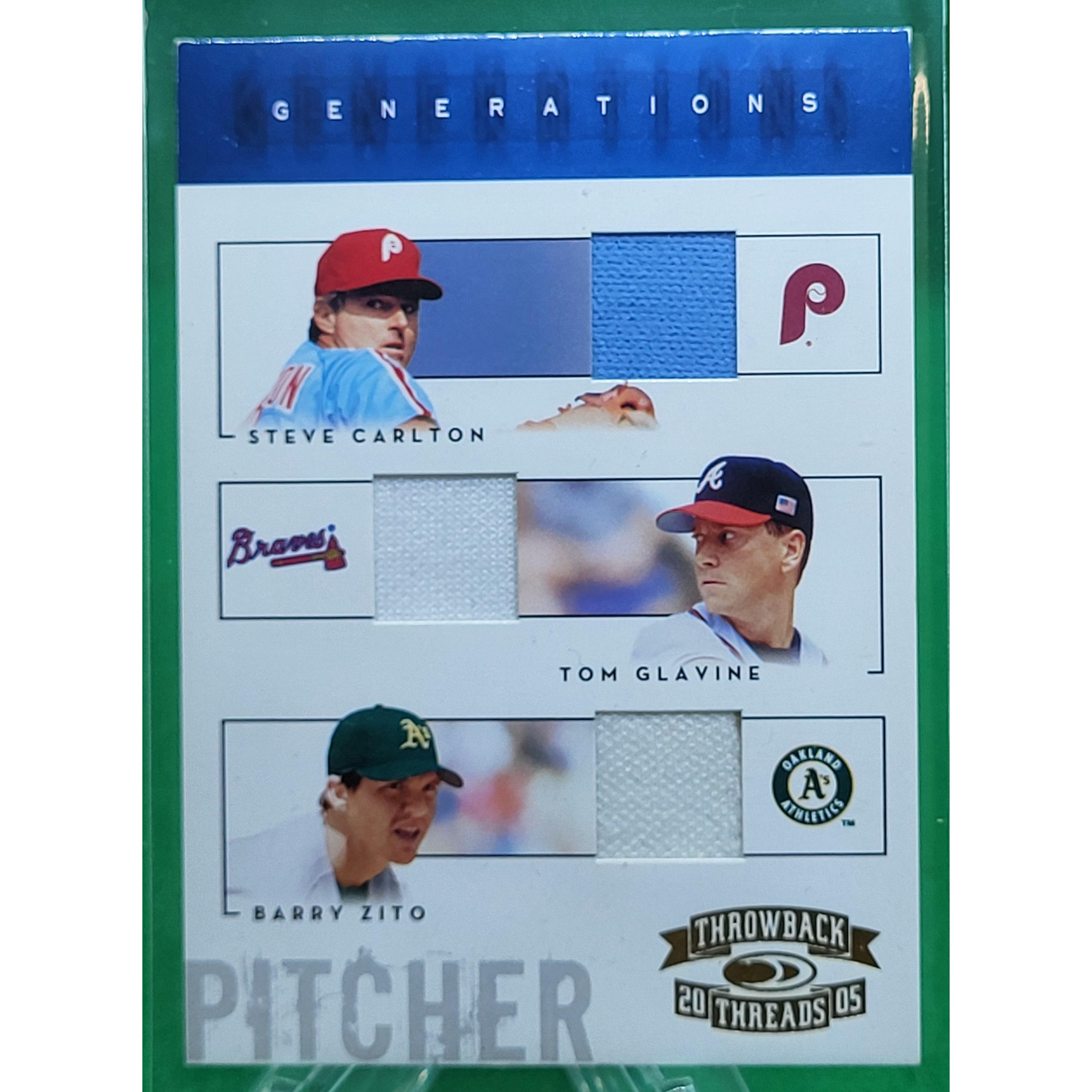 Steve Carlton Tom Glavine Barry Zito Triple Jersey Relic /50 Phillies ...