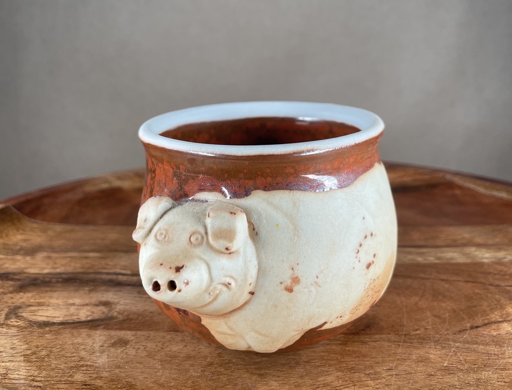 Ceramic Pig Mustard Condiment Honey Trinket Jar - No Lid