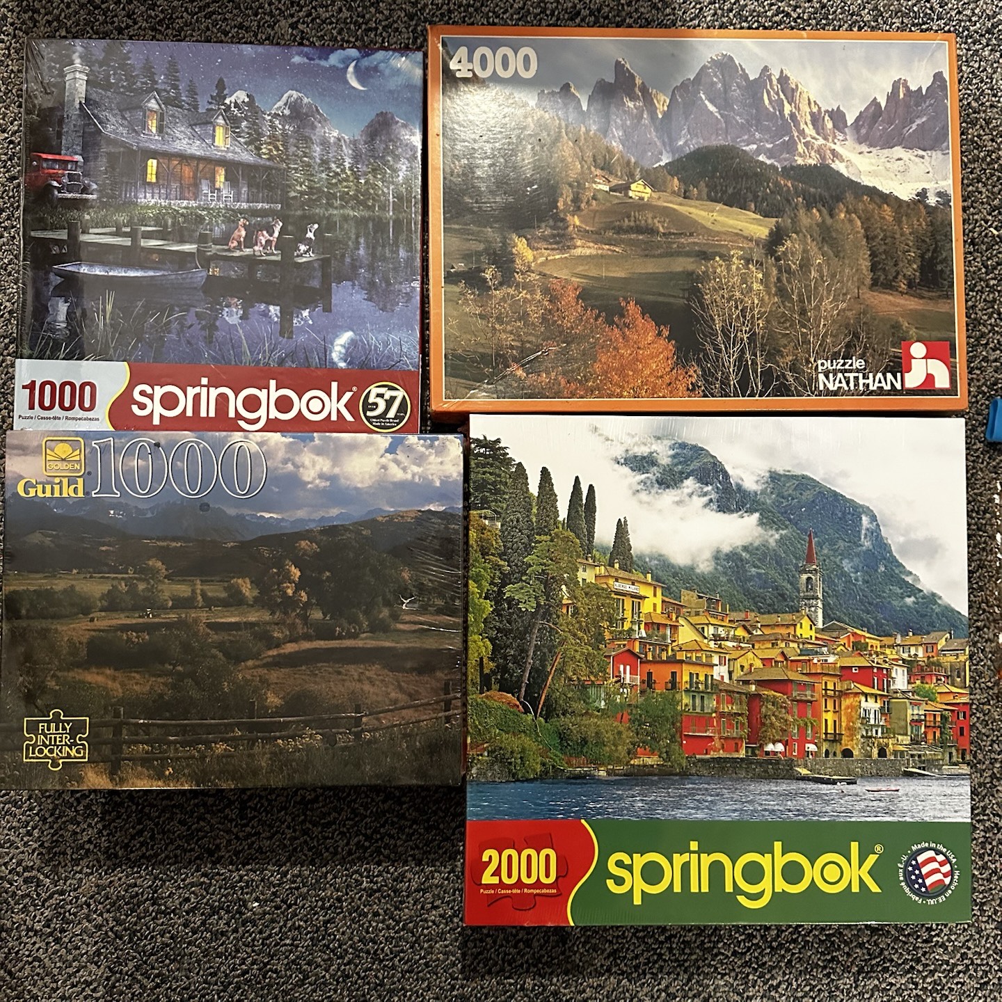 Five 1000+ Piece Puzzles Sealed One VTG