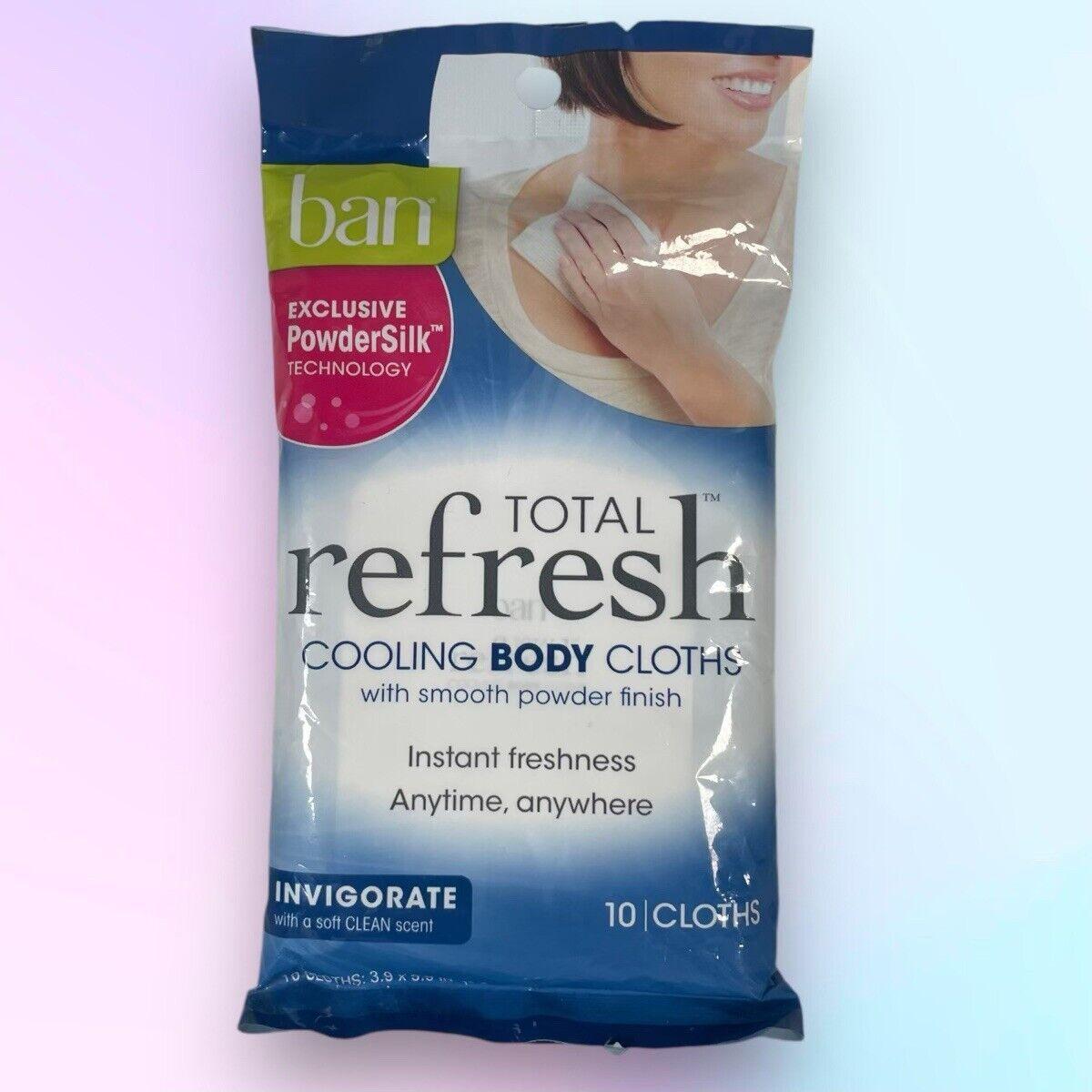 NEW ban Total Refresh Cooling Body Cloths Invigorate 10 Cloths Clean Scent