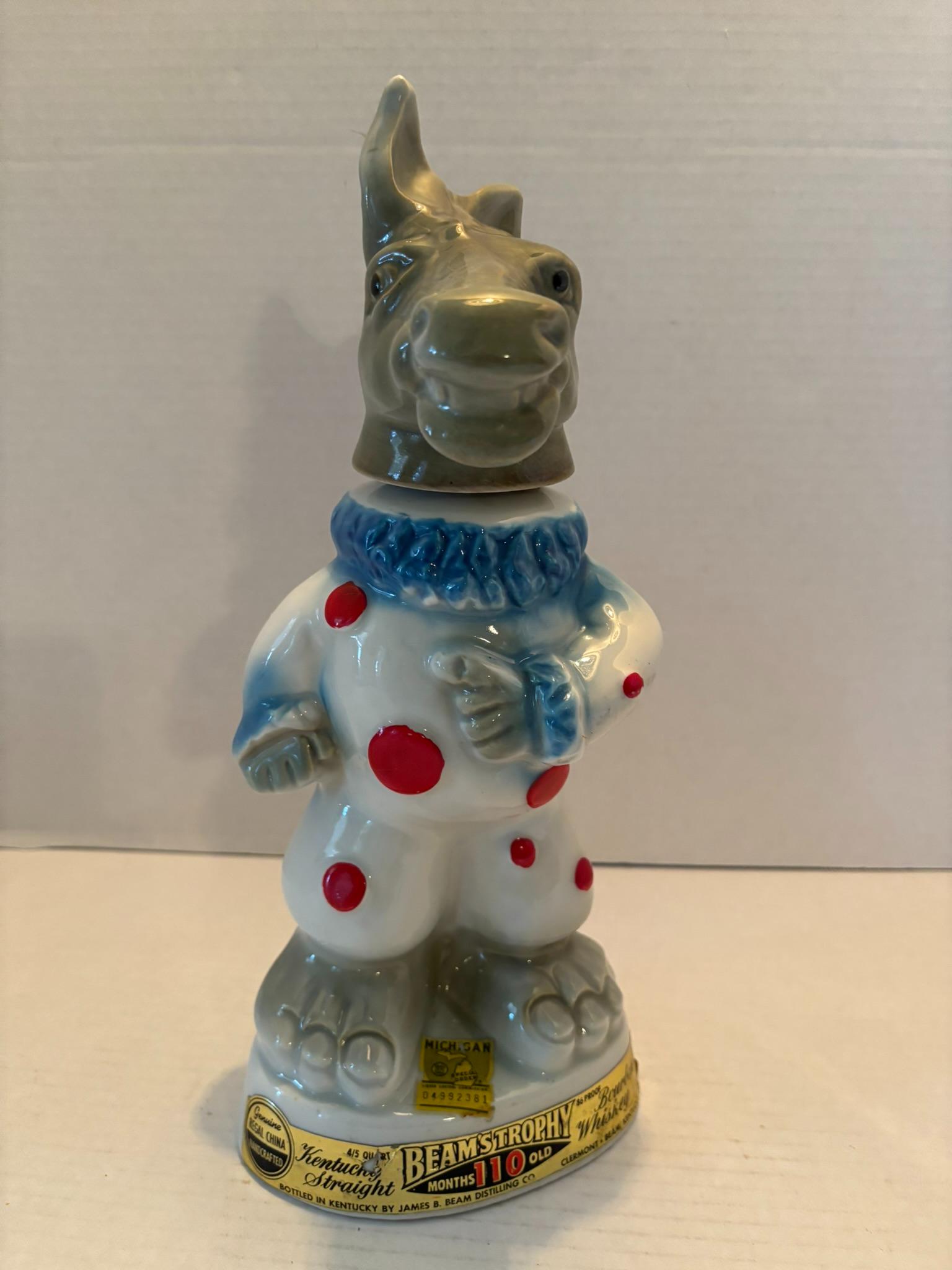 Vintage 1968 Kentucky Straight Bourbon Whiskey Donkey Clown Decanter ...