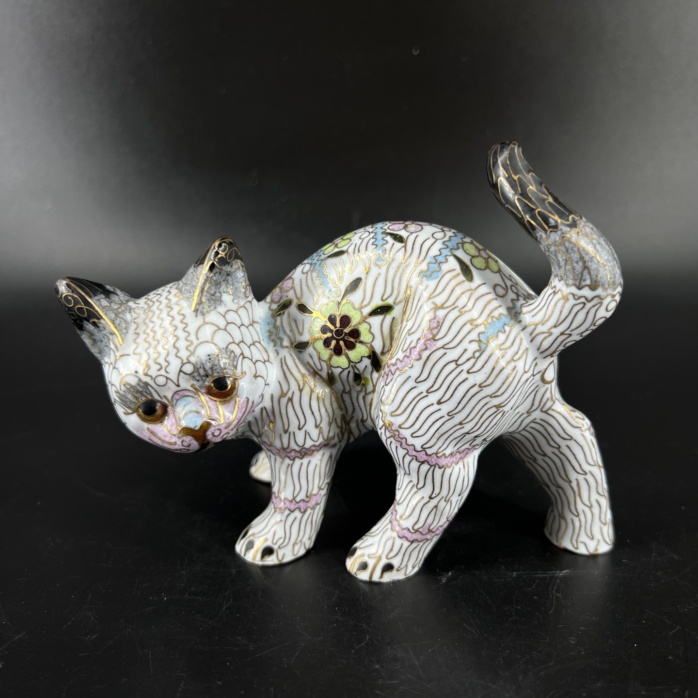 Cloisonné Cat Figurine China