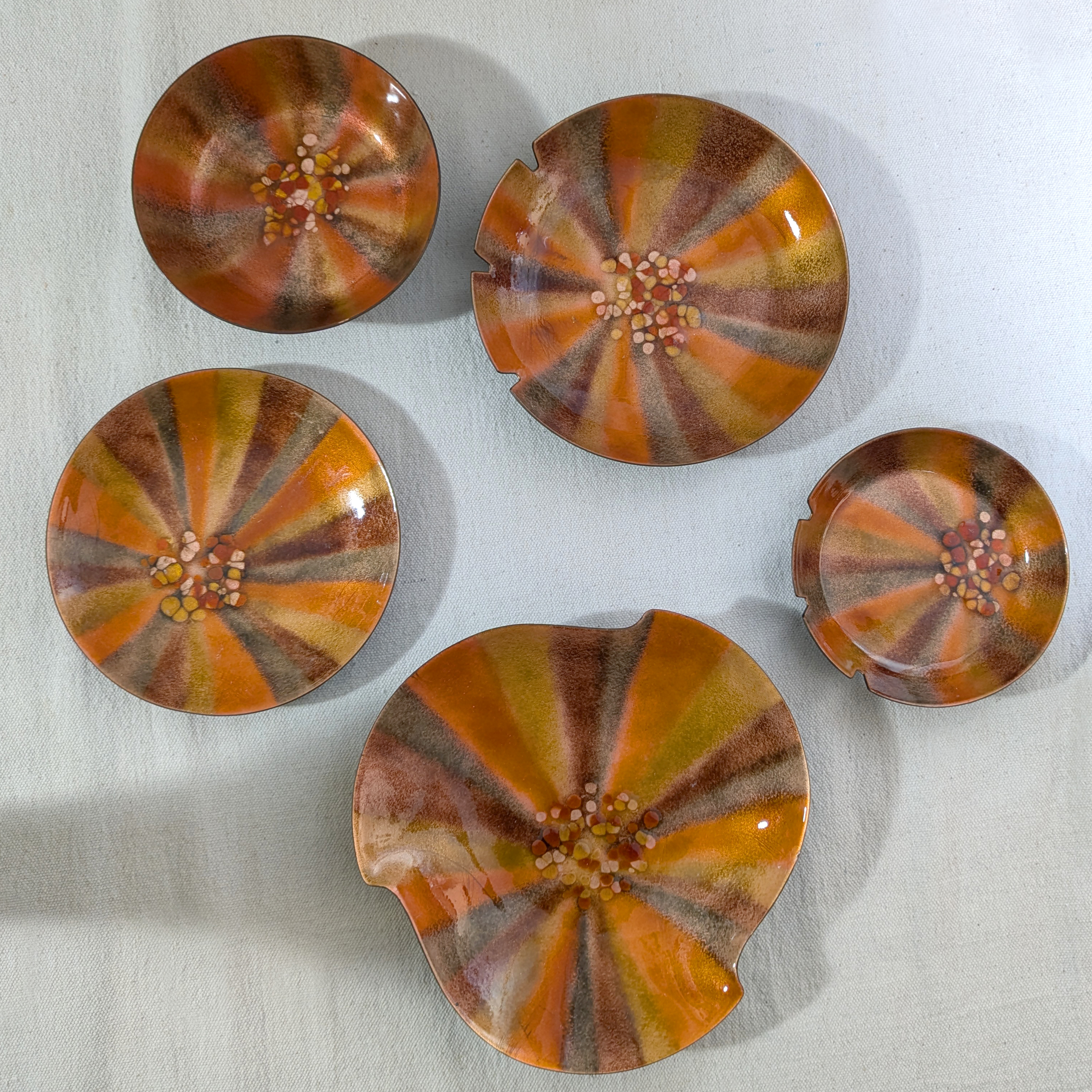 Bovano MCM Enamel on Copper Tray 5-Piece Matching Set