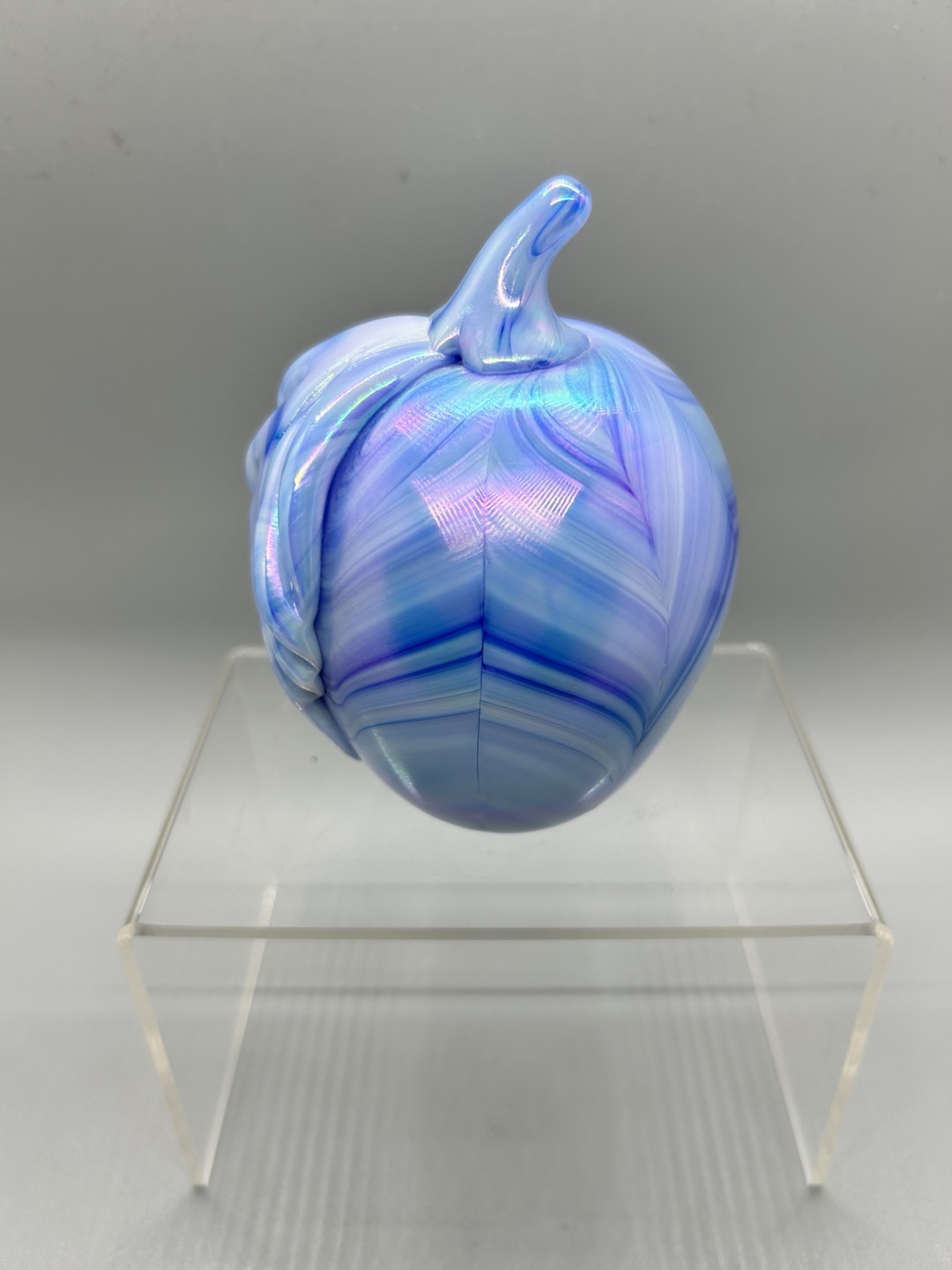 05 Paperweight - Stamped Gibson - Iridescent Blue - 4.5 x 3.5