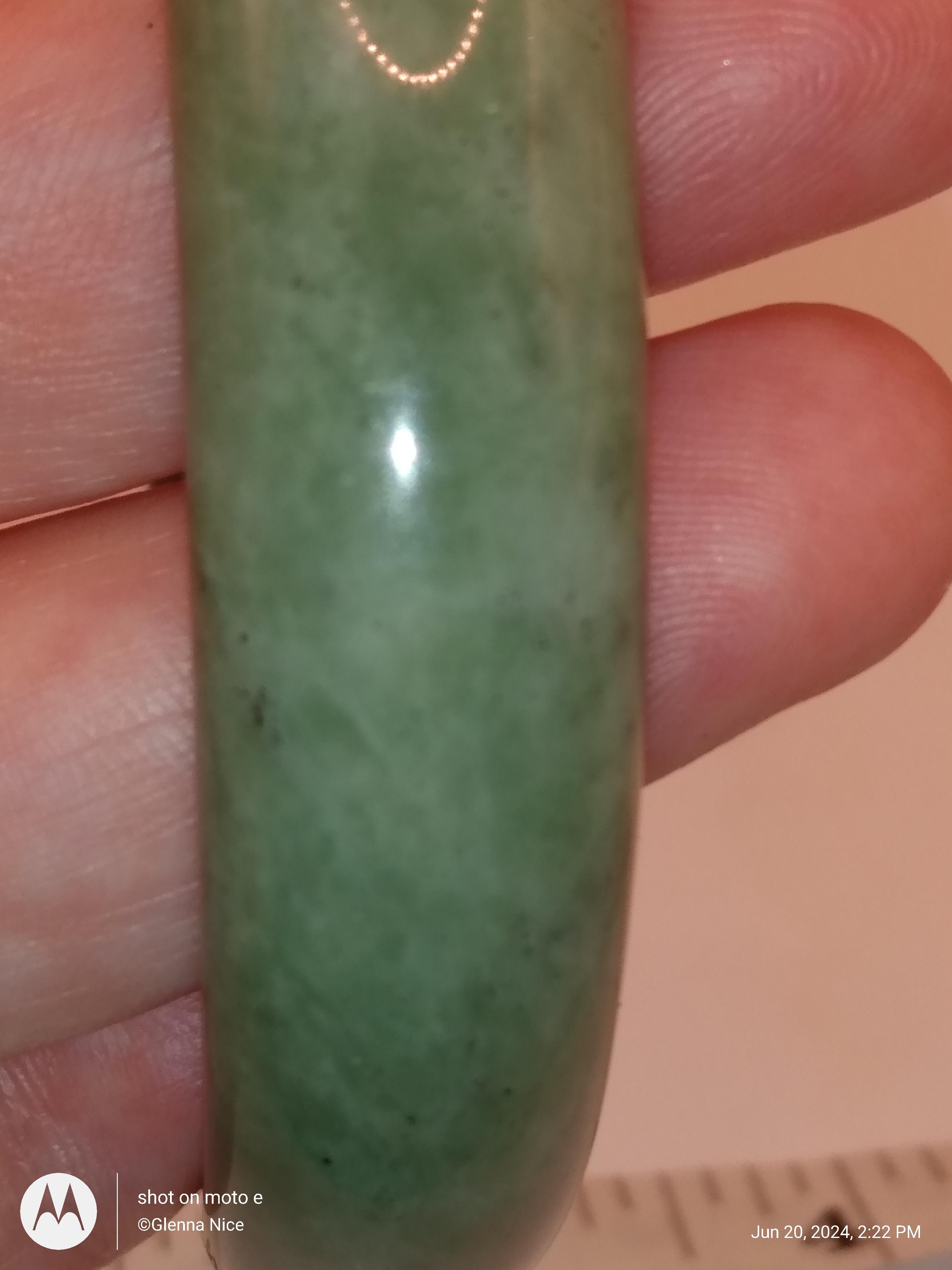 Hand Carved Serpentine Jade Bangle Bracelet With Box