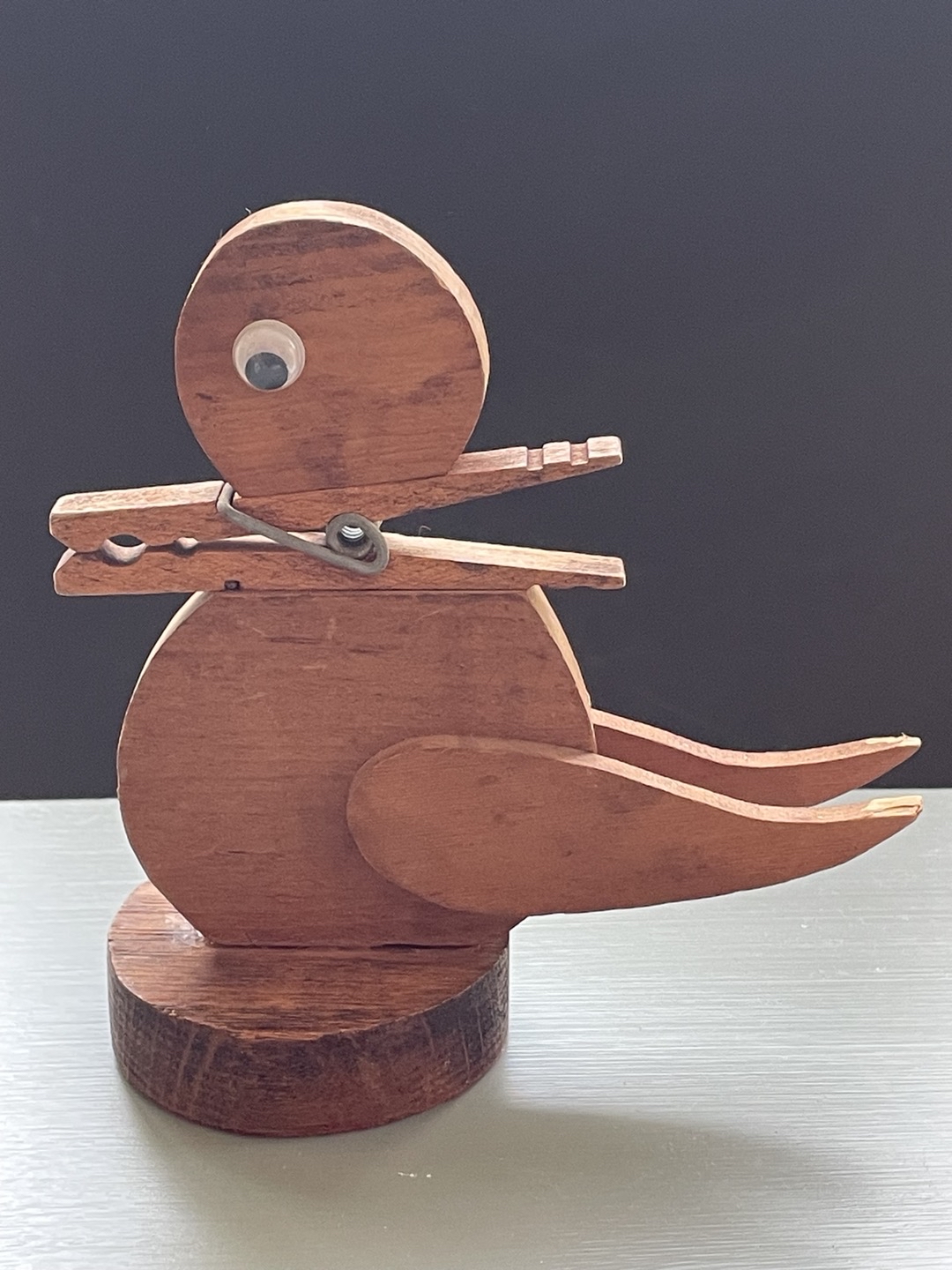 Vintage Wood Duck Clothespin Memo Recipe Card Holder Desk Accessory Unique