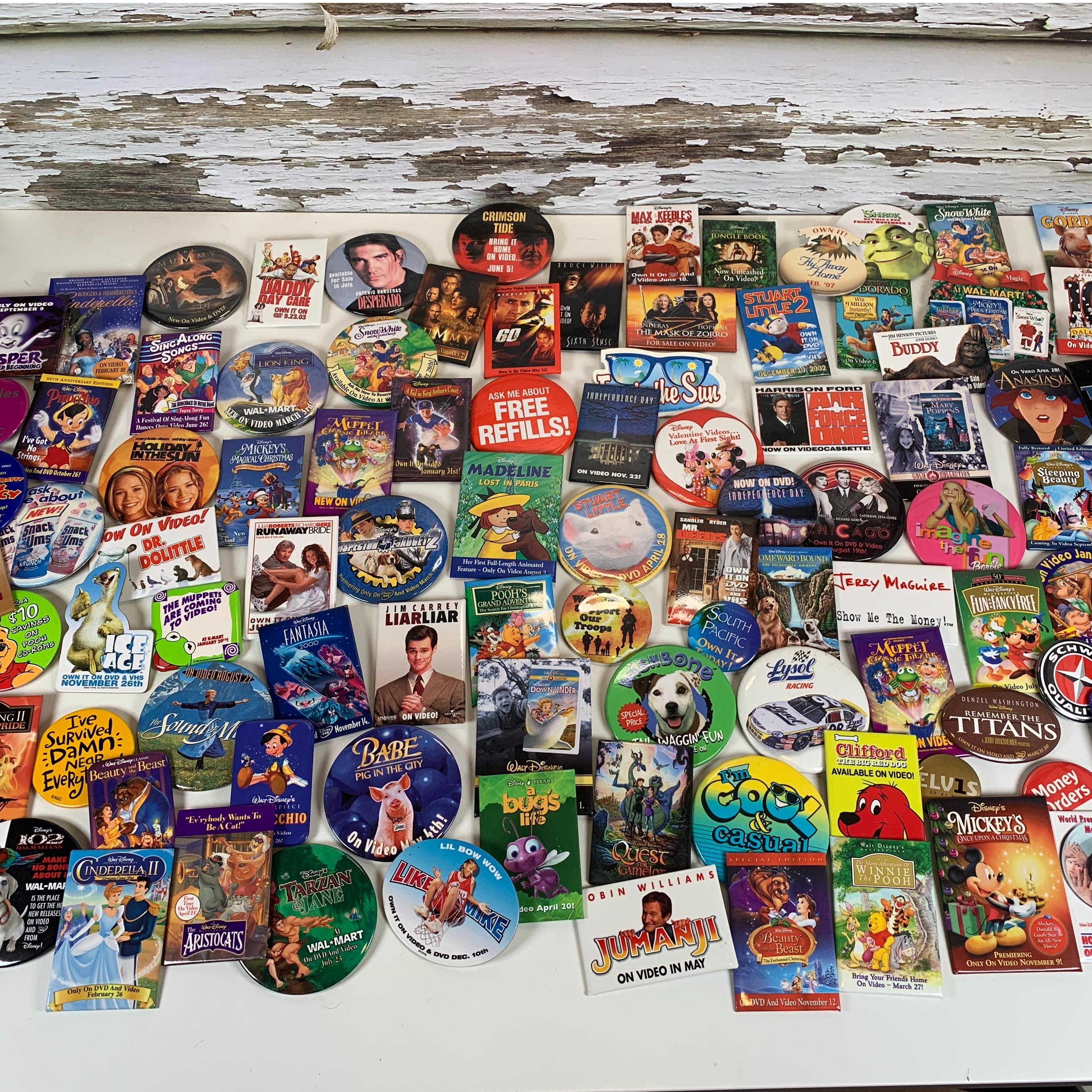Large Lot of 90's/2000's Walmart Swag Pin Buttons. Mostly Disney ...