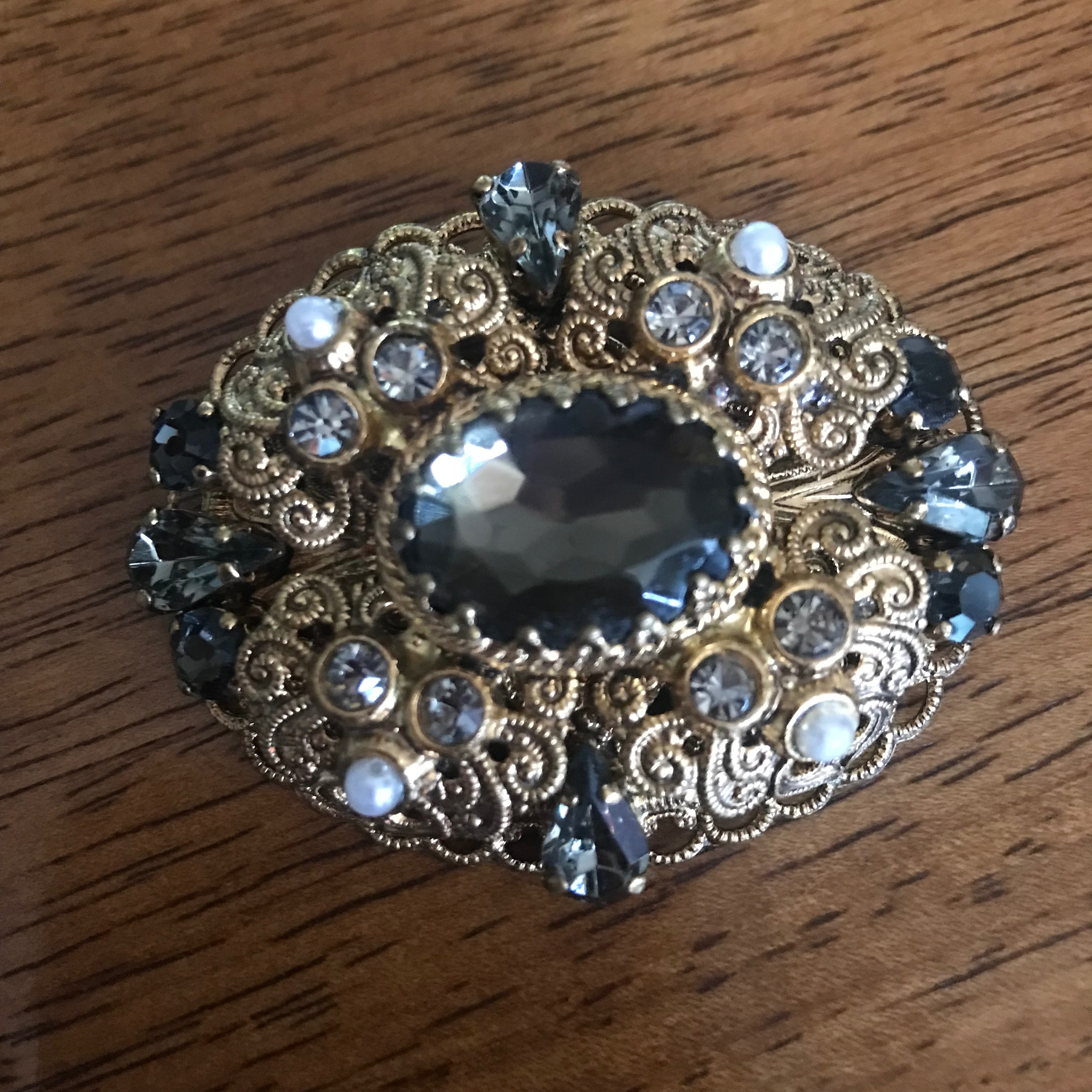 Smoke Rhinestone Brooch