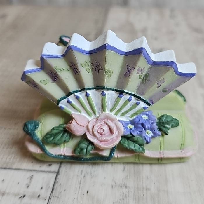 Green & Pink High Heel Shoe Card Holder • Hand Fan Floral Design • Desk ...