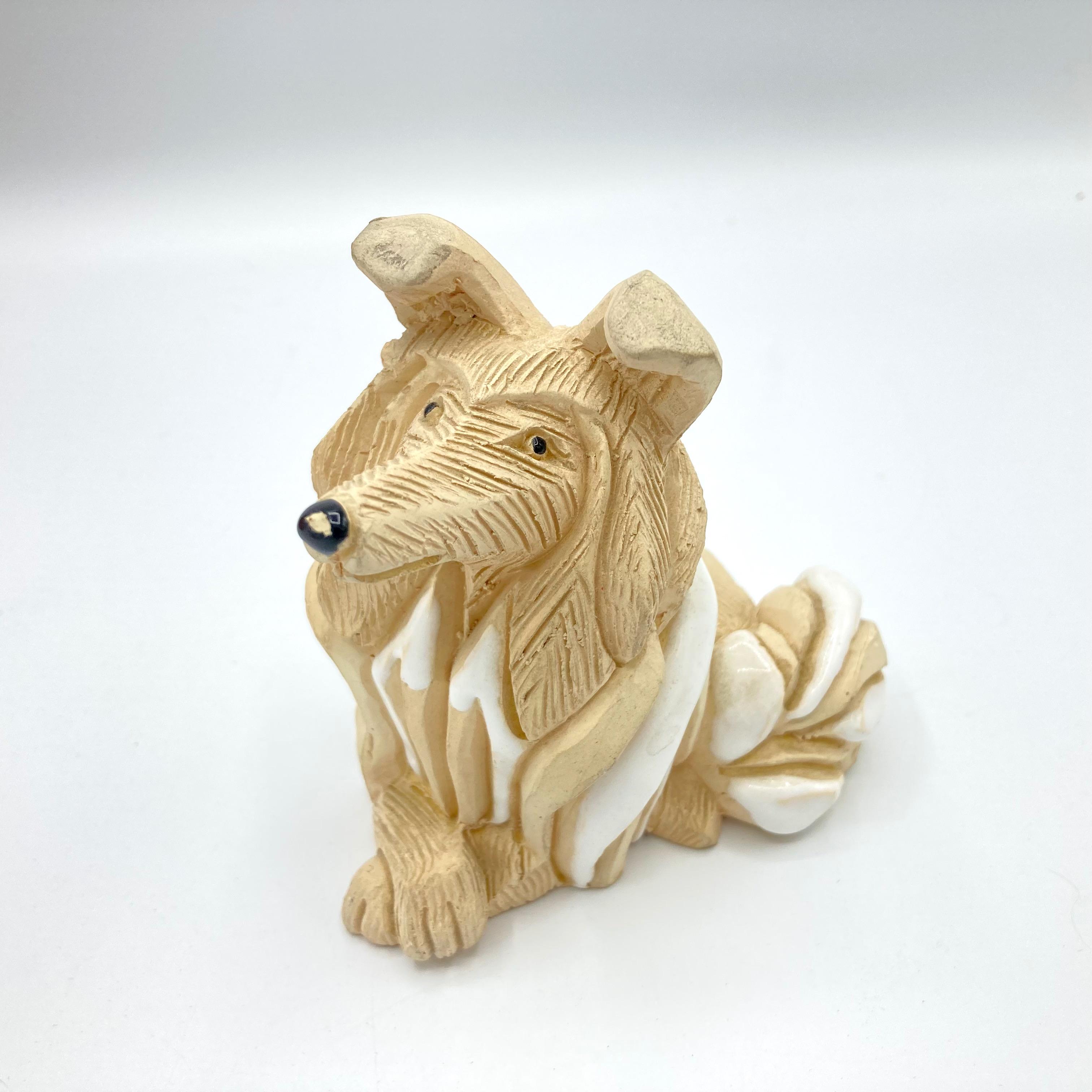 Vintage Artesania Rinconada White Dog Collie Crossed Paws, Uruguay Figurine