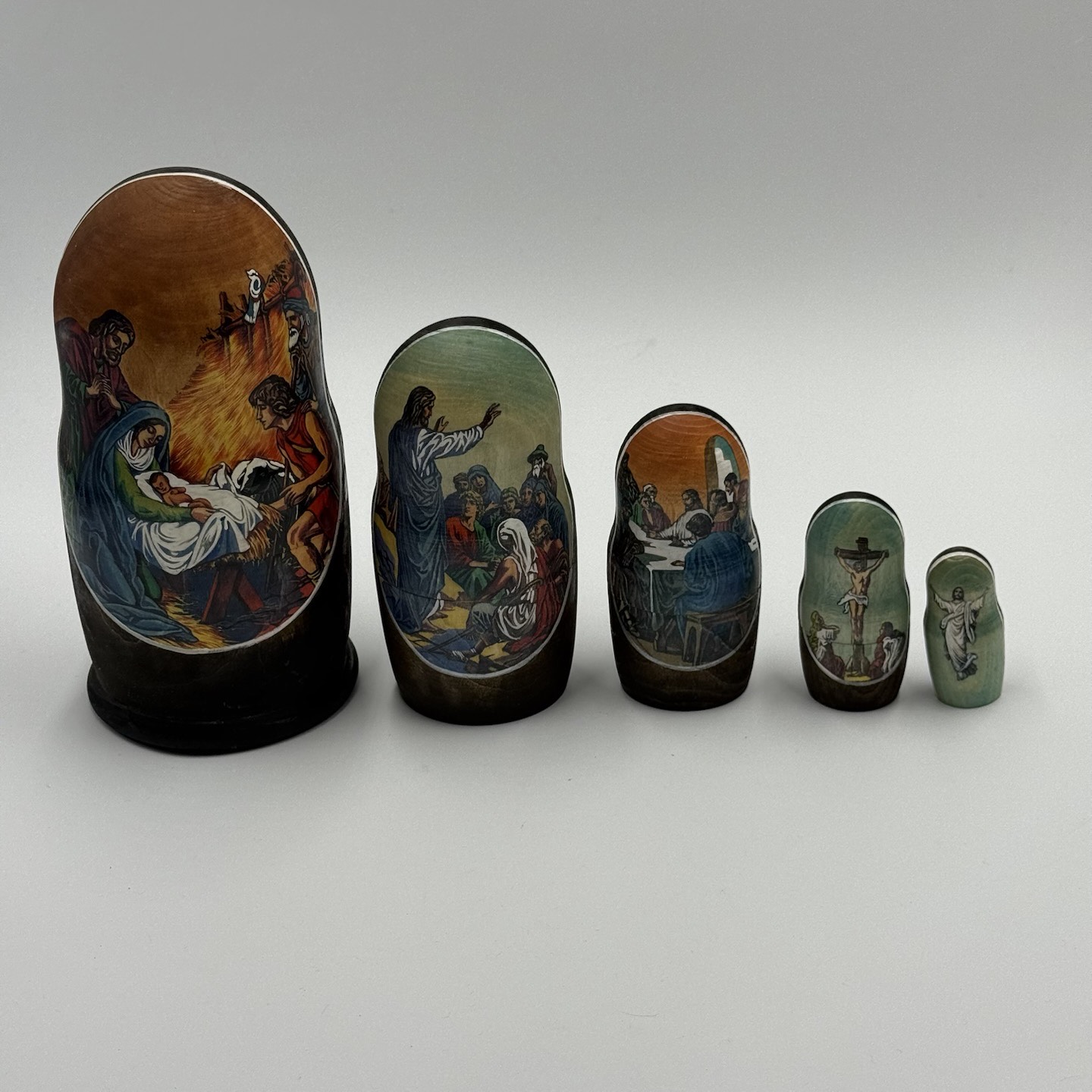 Matryoshka Five Wooden Hand Painted Nesting Dolls Life Of Jesus Christ ...