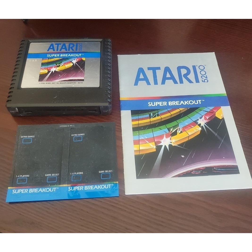 Vintage 1982 Atari 5200 Super Breakout Video Game Cartridge/Manual and Overlay