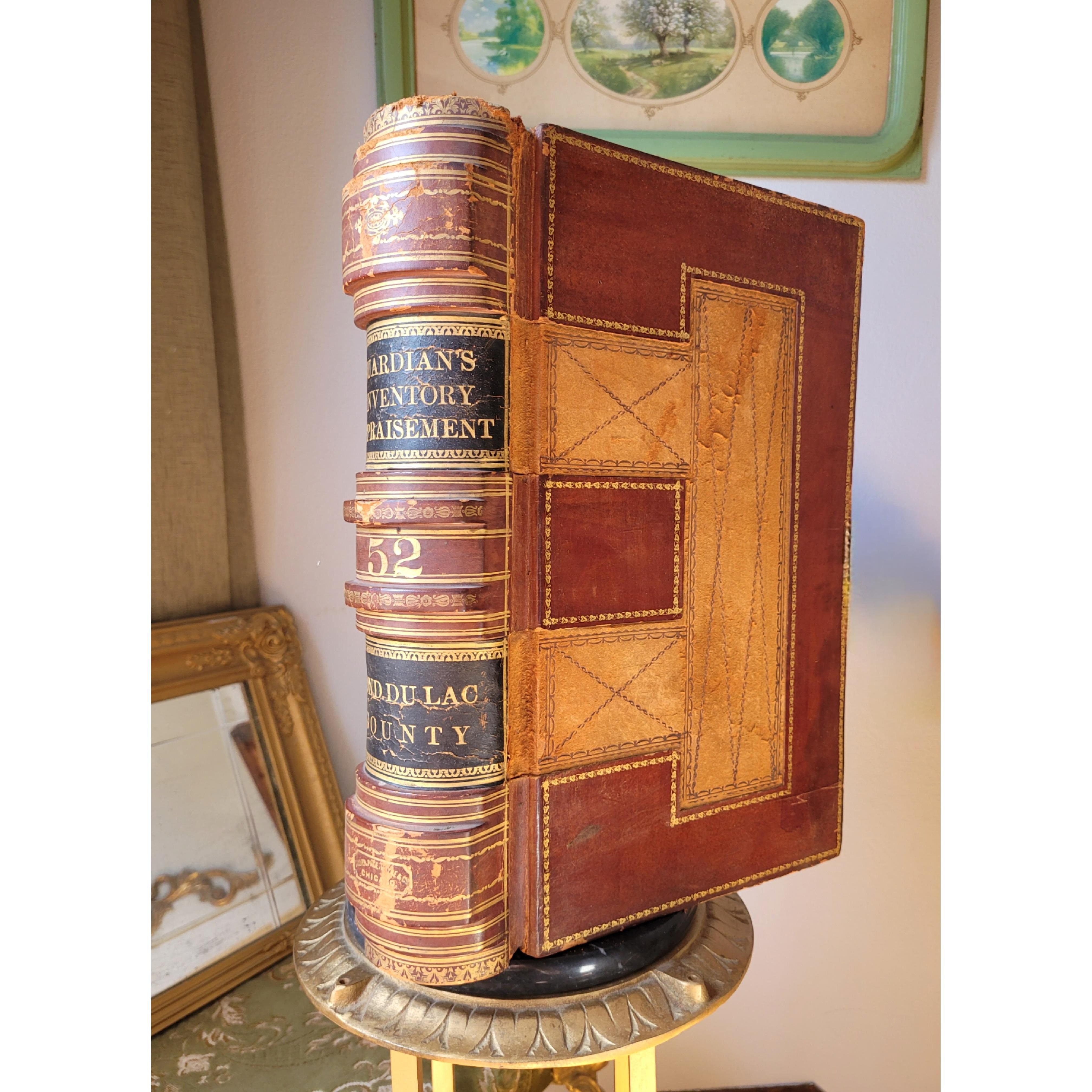 Antique Victorian Leather Inventory Appraisement Court Ledger Legal ...