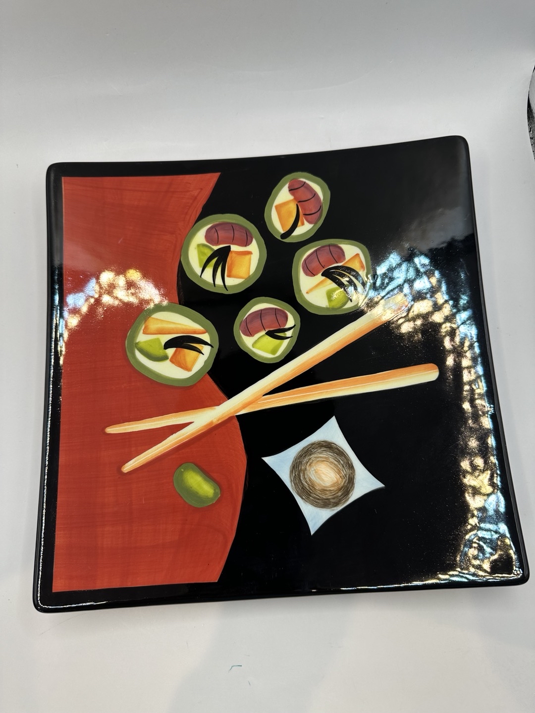 Mary Naylor Designs Handpainted Plate Sushi Fish 2003