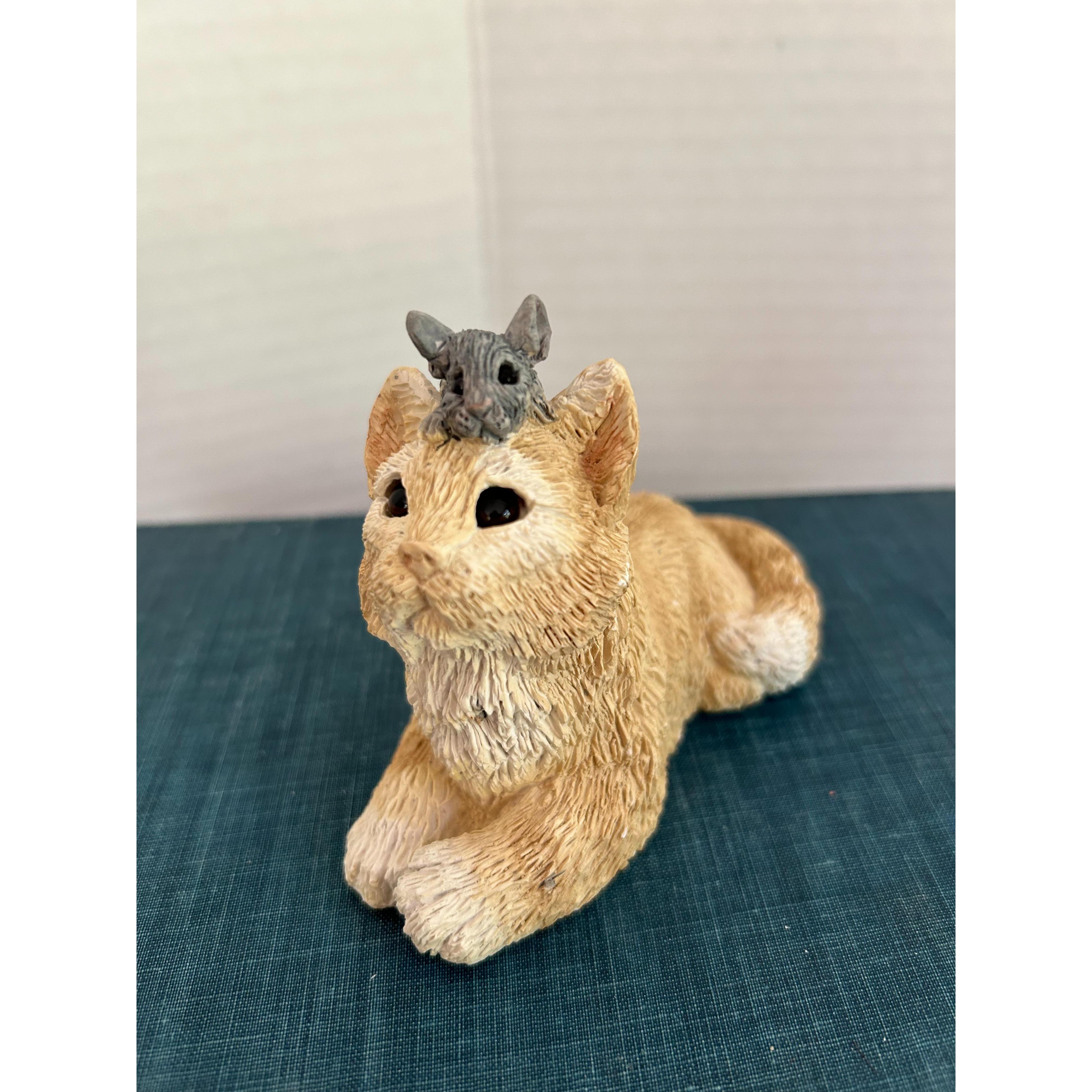 Vintage 1988 Stone Critters Cat and Mouse 3'' SC-335 USA