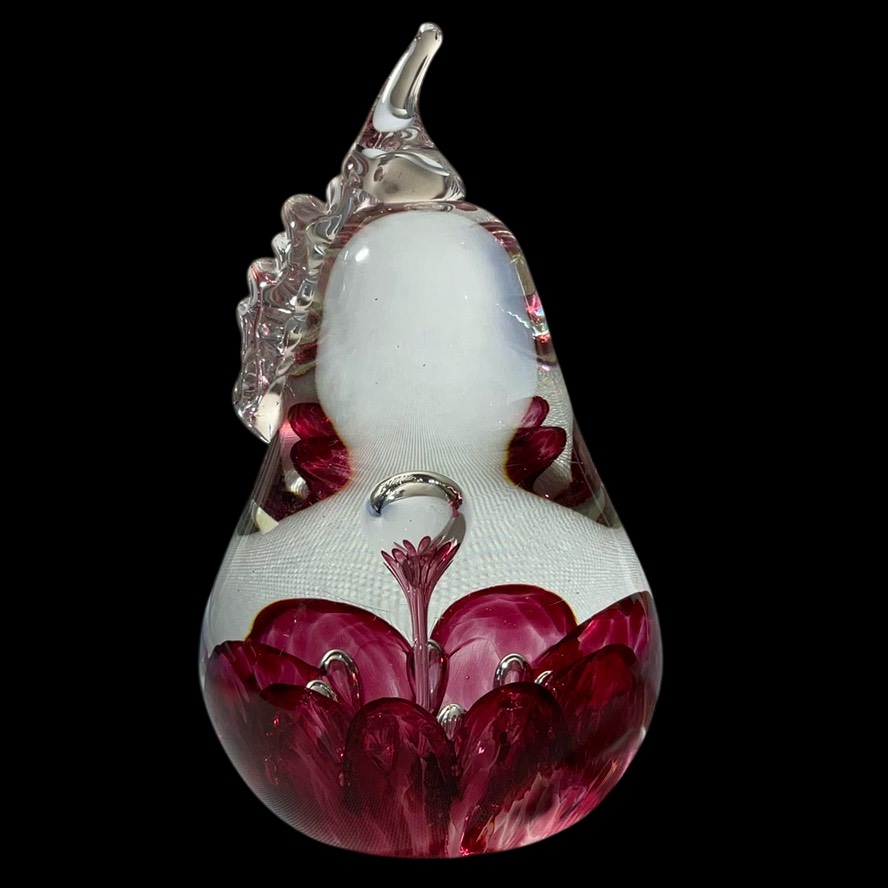 Wheaton Village Art Glass Crystal Pear Paperweight 4”T