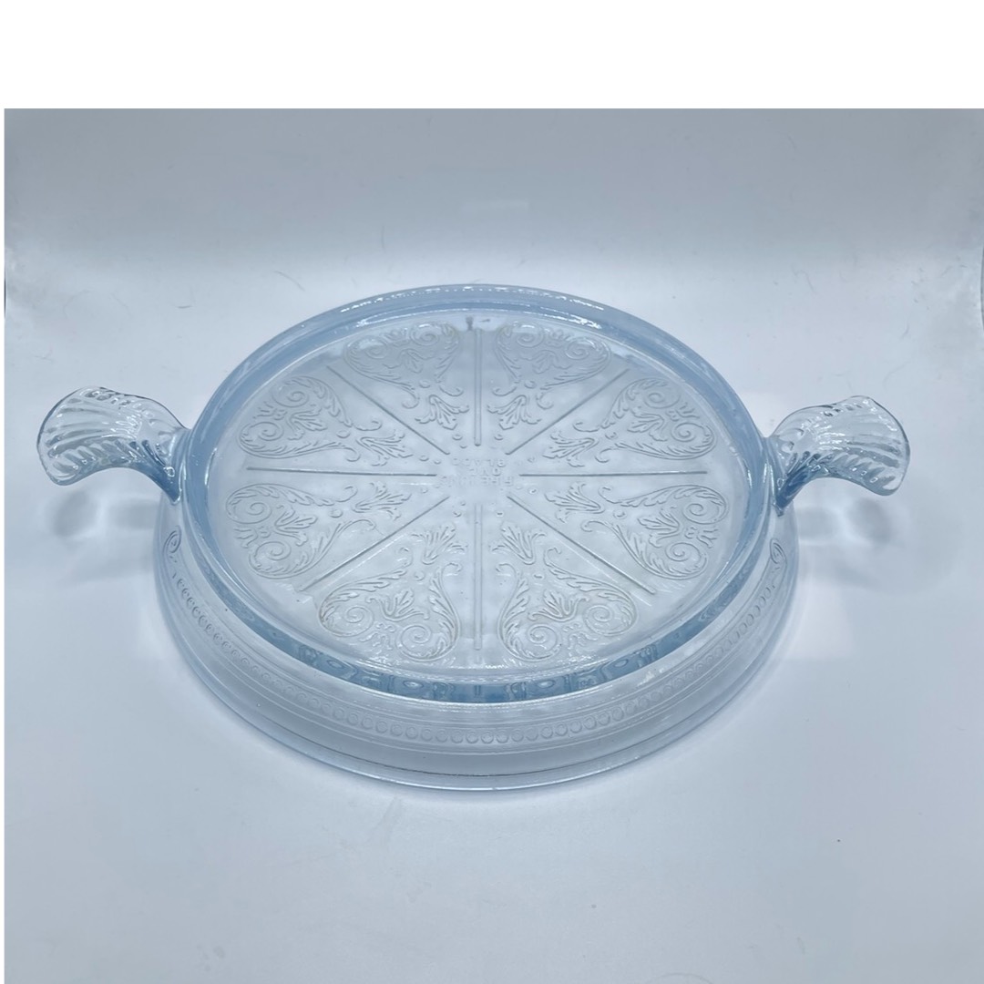 Fire King Glass Trivet With Handles Sapphire Blue