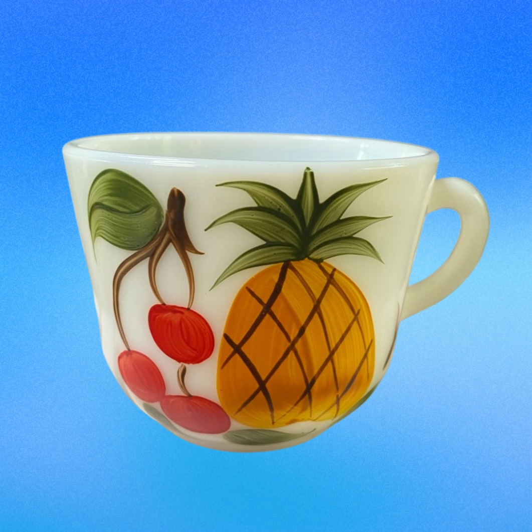 Hazel Atlas Milk Glass Cup - Fruit