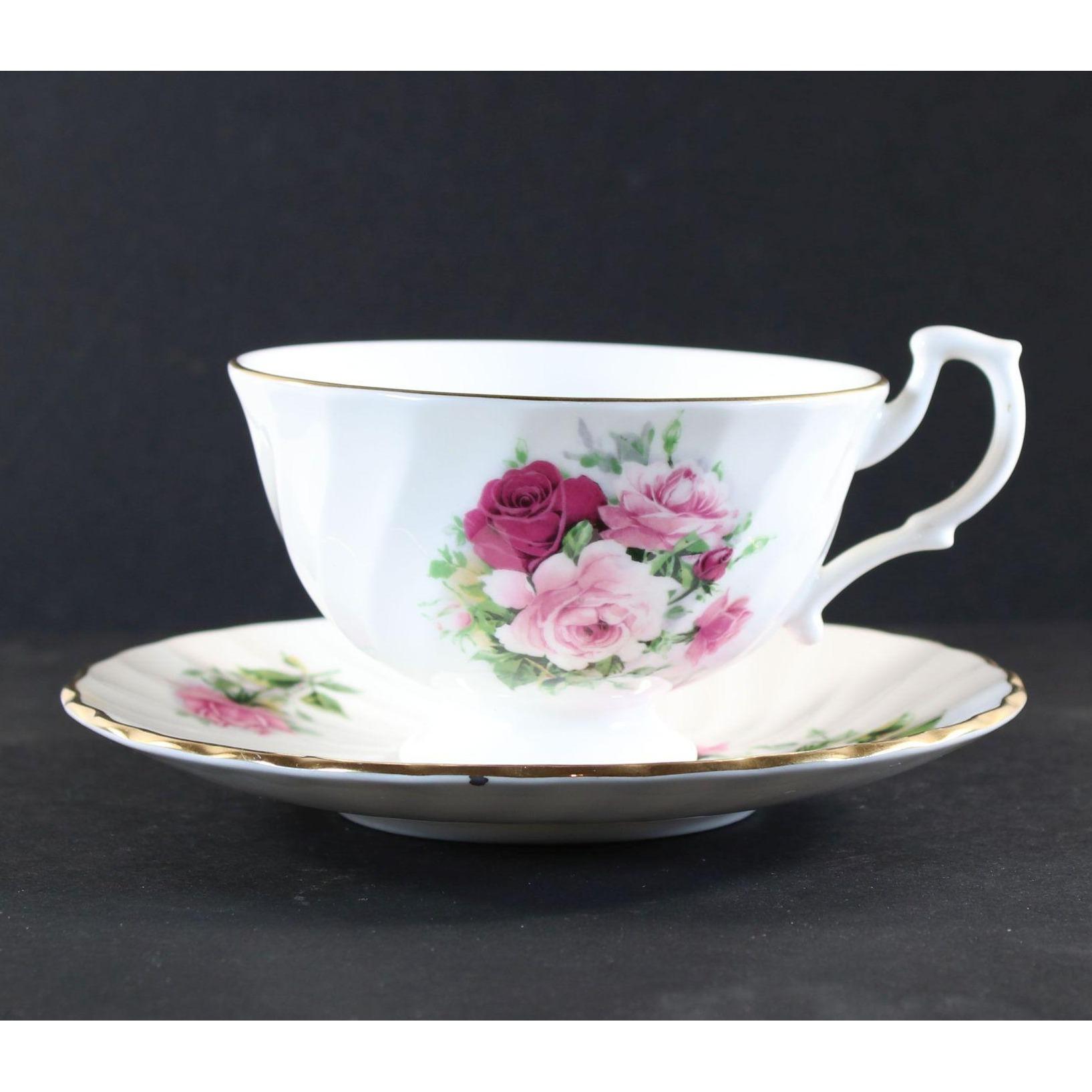 Royal Kendal Tea Cup and Saucer Red and Pink Roses Bone China 24k Trim ...
