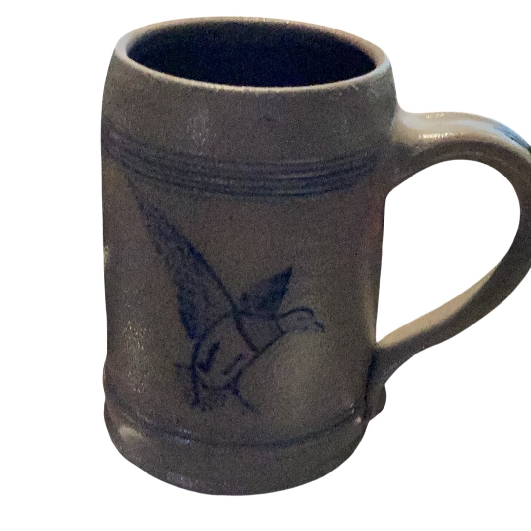 Rowe Pottery Works Salt Glasses Pottery Mug With Bird /duck Vintage