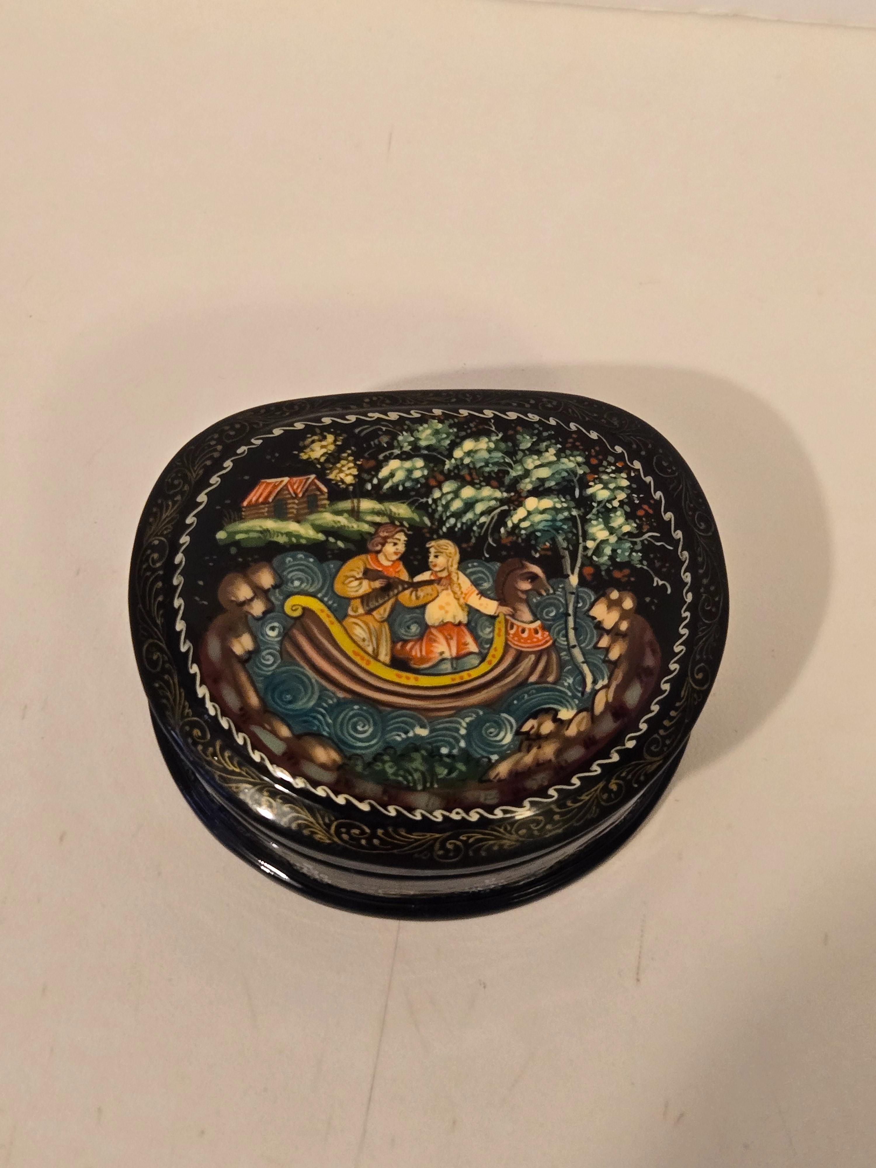 Hand Painted Russian Lacquer Trinket Box