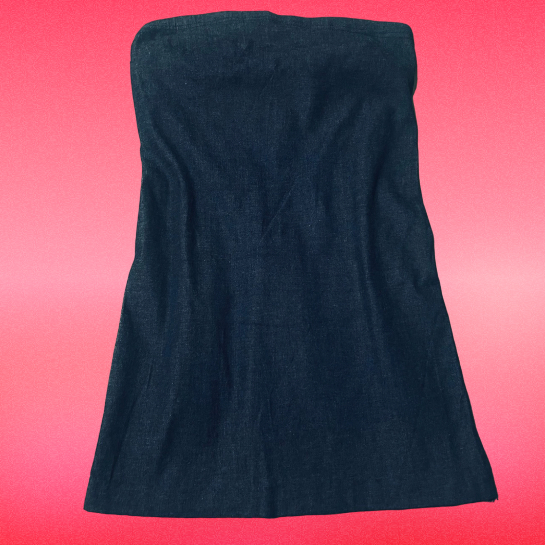 90s Vintage RAG Jean Tube Top Strapless Mini Dress - Tagged Large