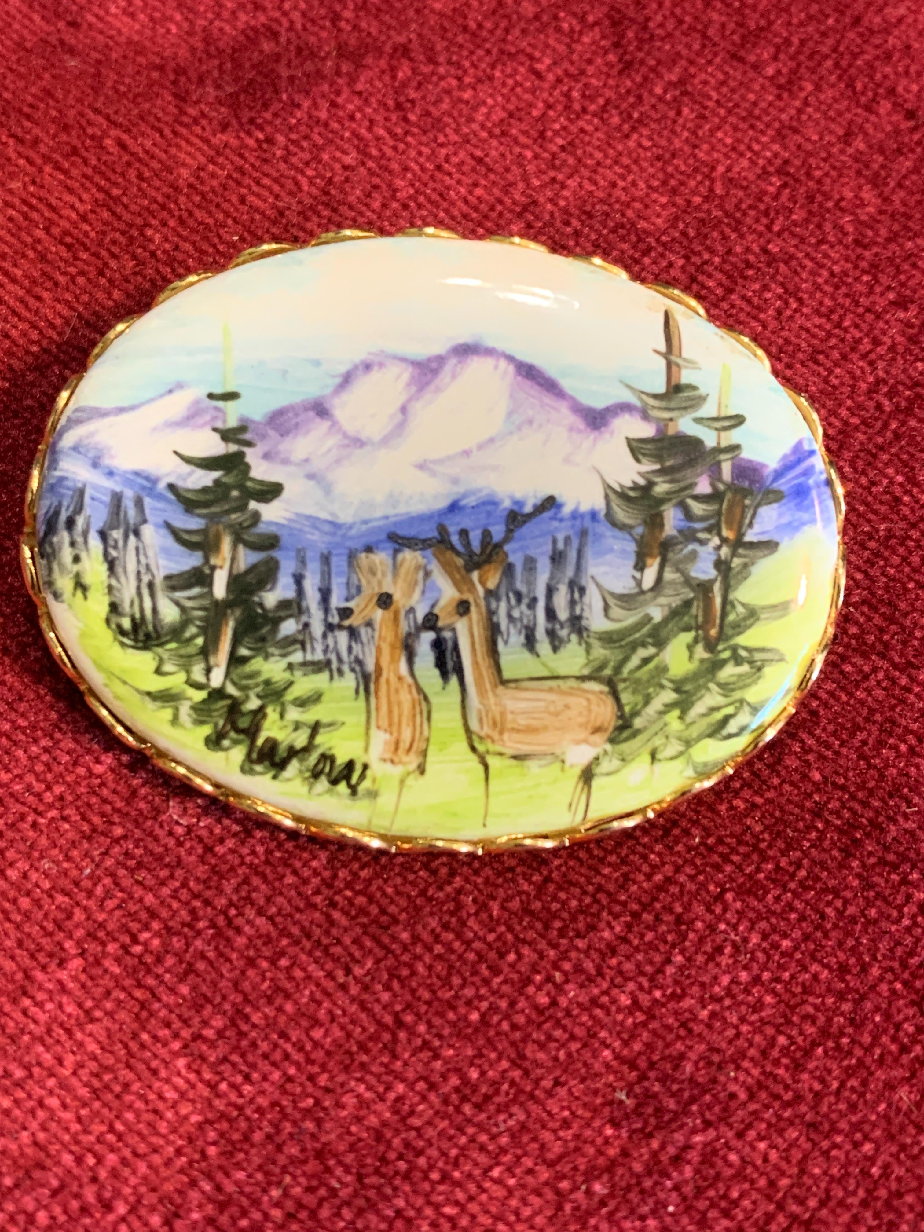 Deer Pin Hand Painted
