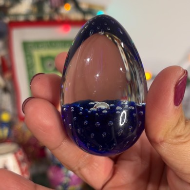 MSH 1988 Egg Cobalt Pearl Paperweight