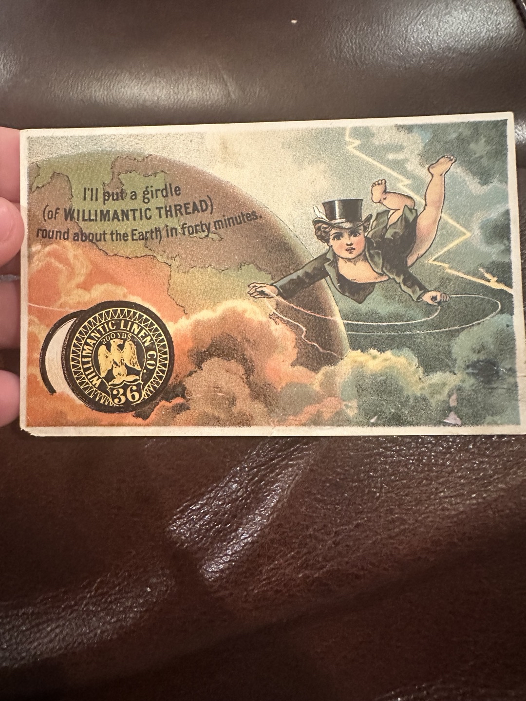 Antique Advertising Trade Card For Willimantic Thread