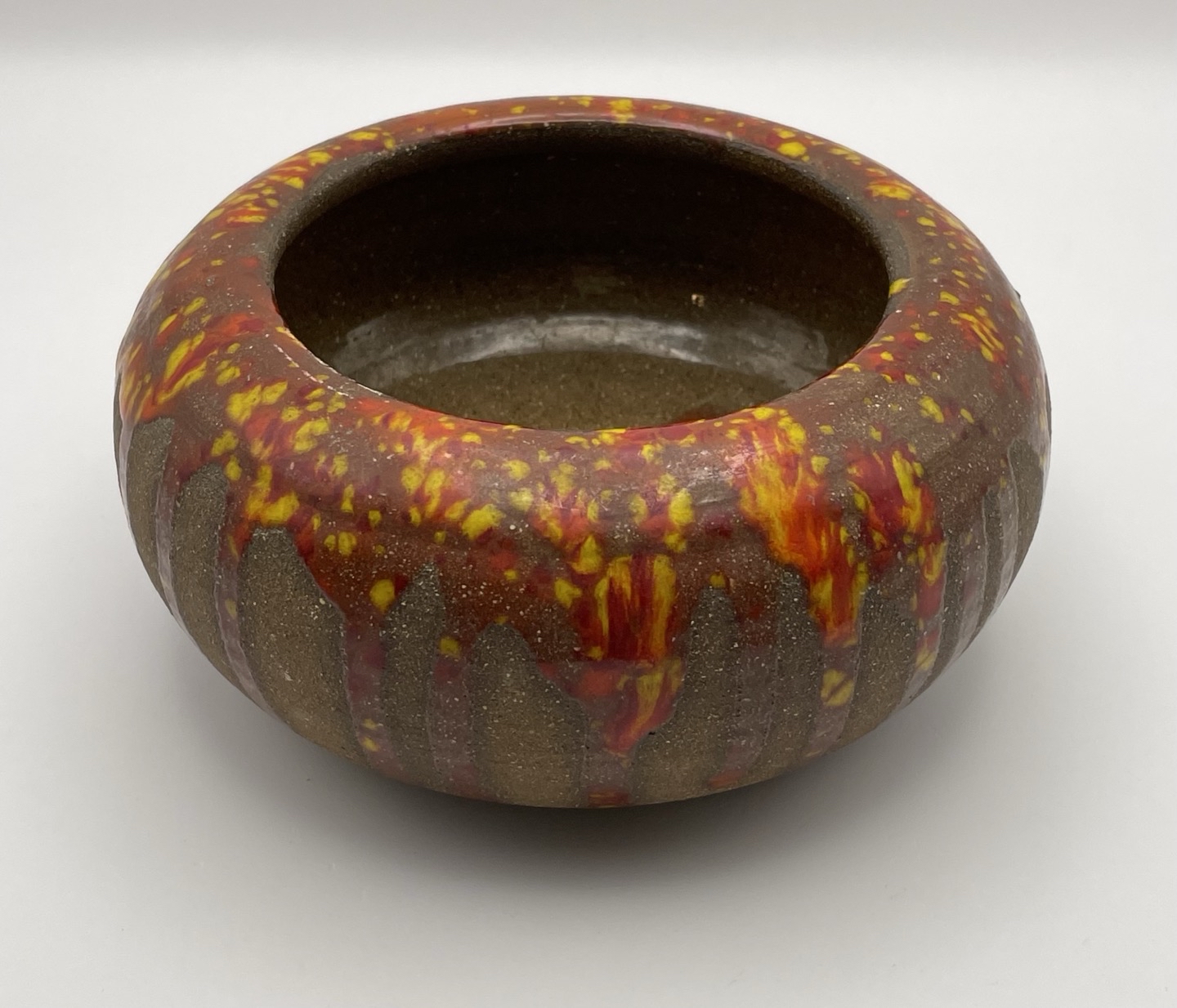 Handmade, Signed, Heavy Pottery Bowl, Base Color Brown With Drip Glaze ...