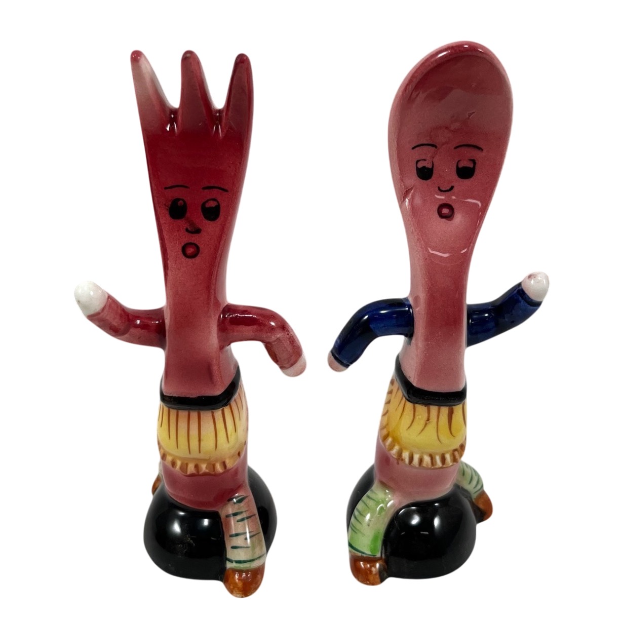Anthropomorphic Running Fork And Spoon Salt And Pepper Shakers, Vintage ...