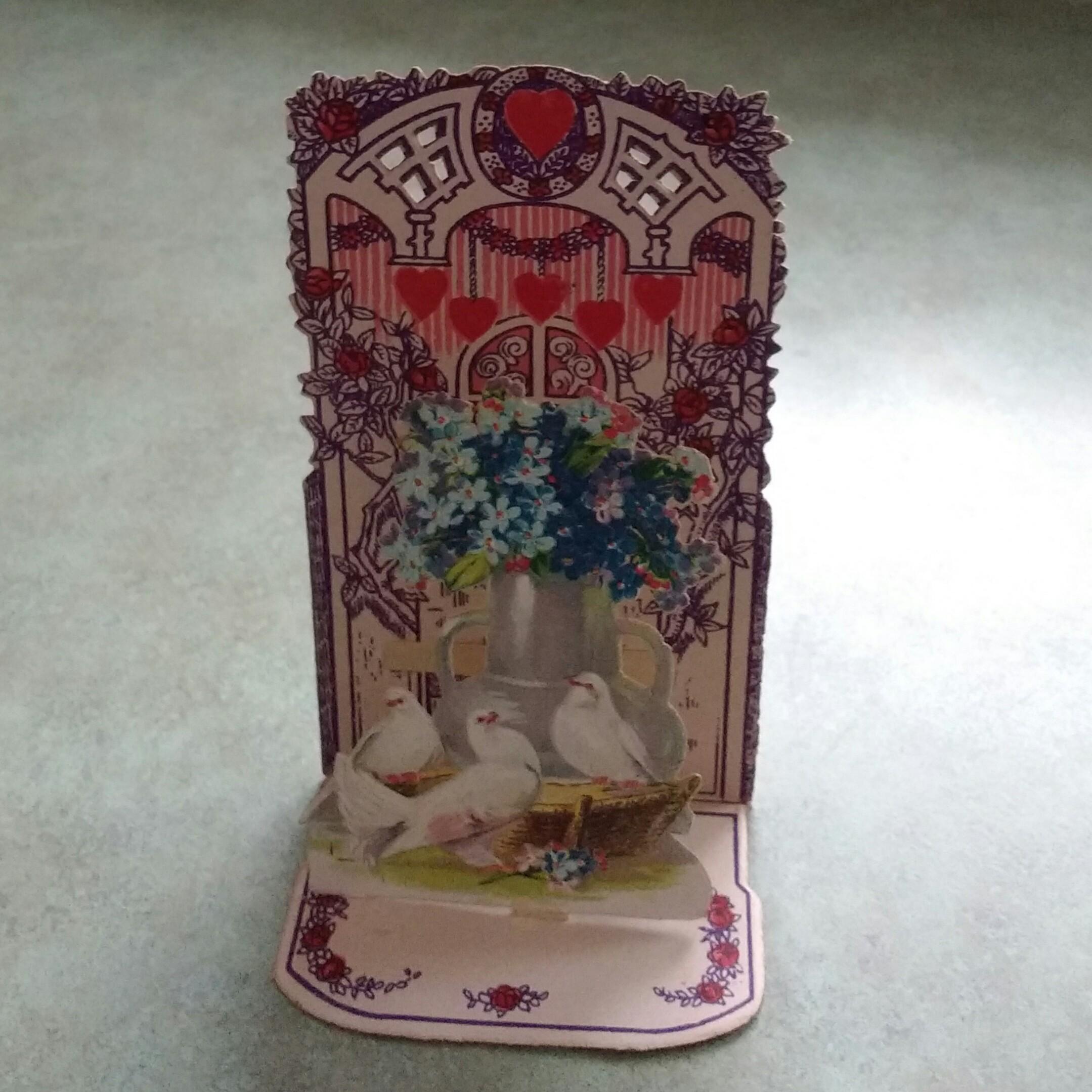 Antique White Doves and Flowers Pop Out Stand Up Sweetheart Die Cut ...