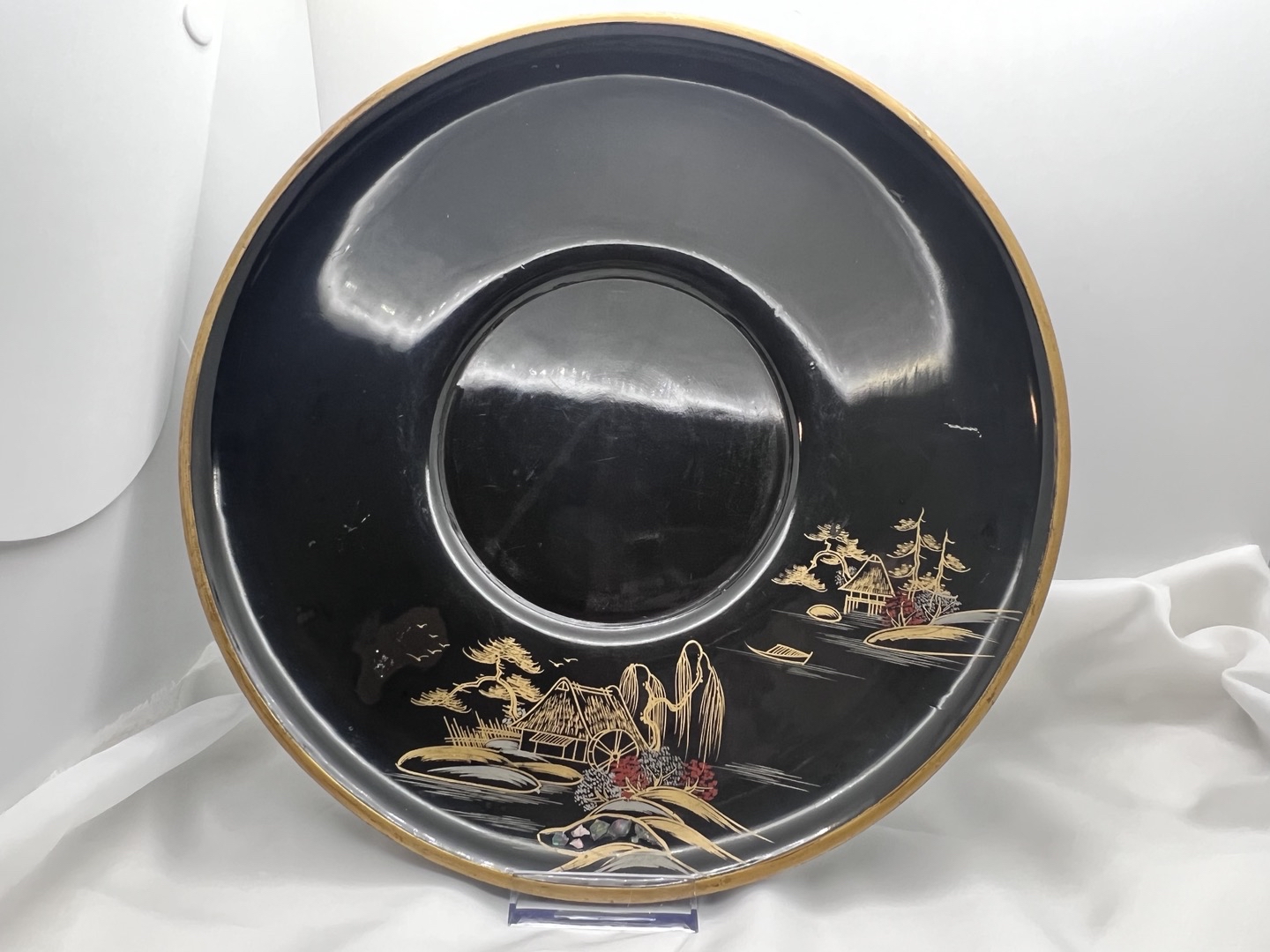 Asian Lacquerware Serving Plate and Bowl