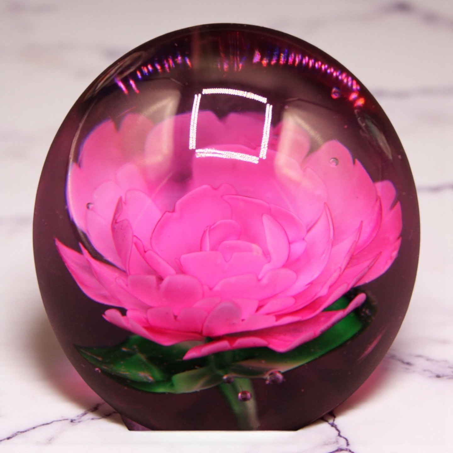 Pink Rose Paperweight 4” Tall 1#9oz