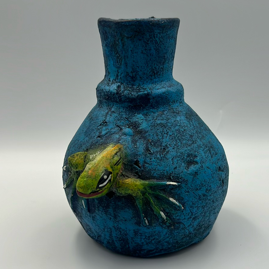 Imperfect: Studio Art Pottery Signed Lizard Vase 7”