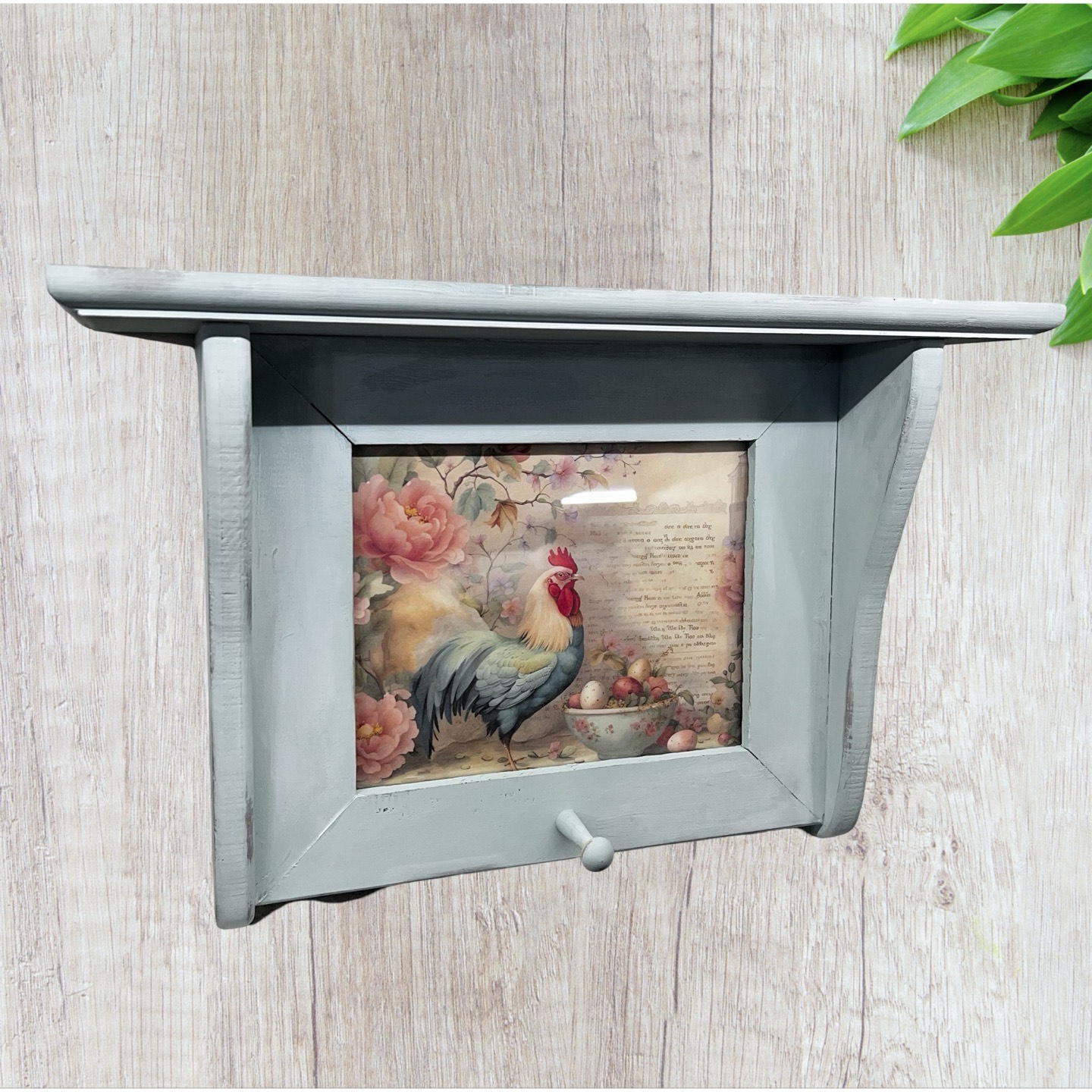 Upcycled Repurposed Cottagecore French Country Wood Rooster Peg Shelf ...