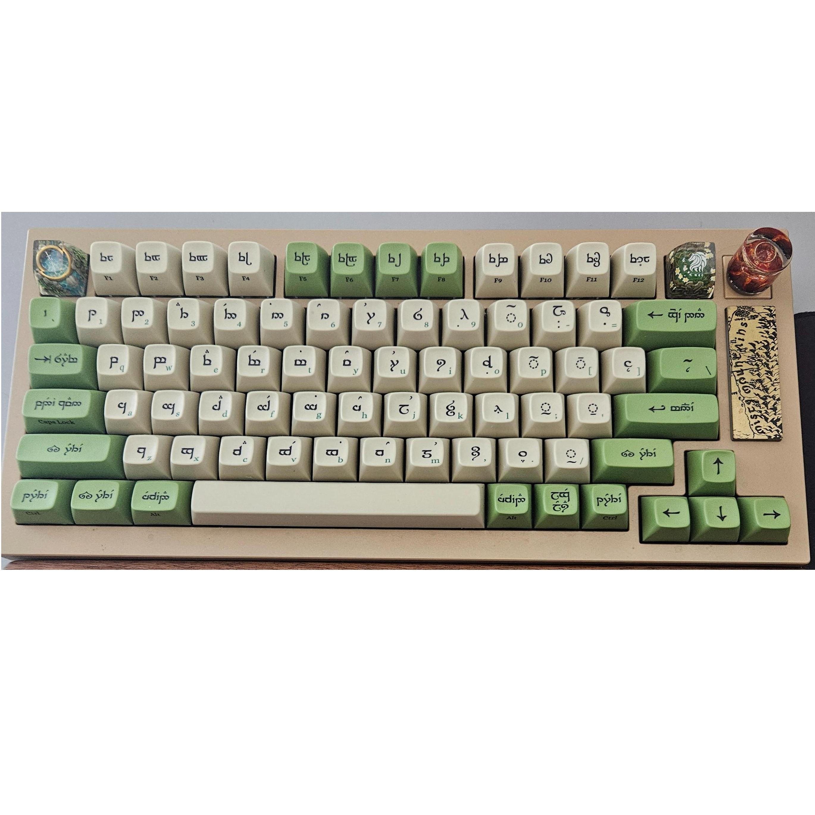LOTR modded Keychron Q1 and custom brass plate, resin knob, Delete key ...