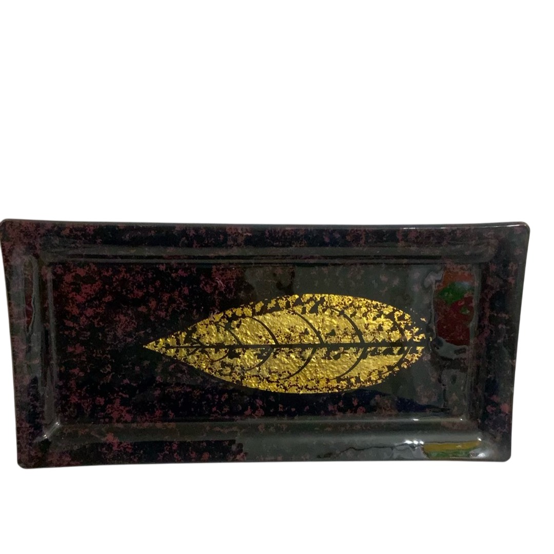 #4B Gorgeous Reverse Painted Fused Glass Trinket Dish Eggplant Purple ...