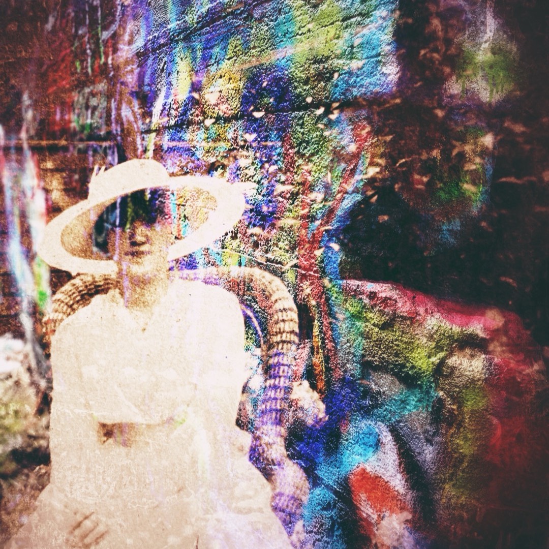 Emma mixed media on canvas 10x8 graffiti antique photograph original art