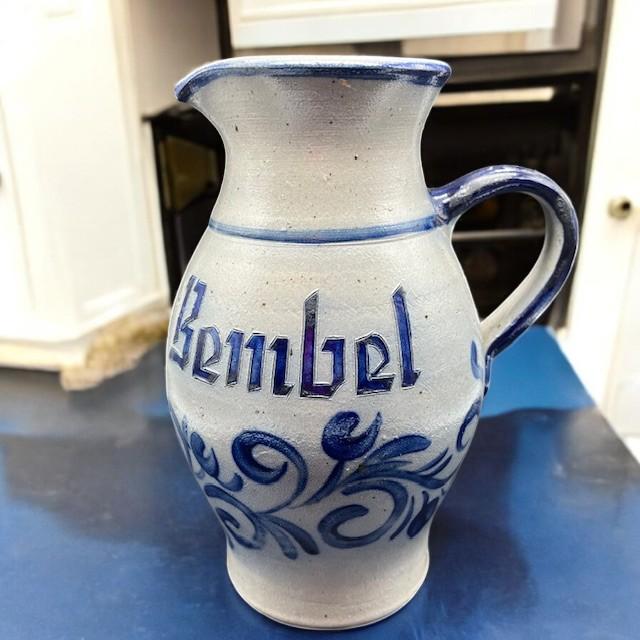 27. Cobalt Blue Stoneware Pottery Salt Glazed Pitcher Jug Handarbeit ...