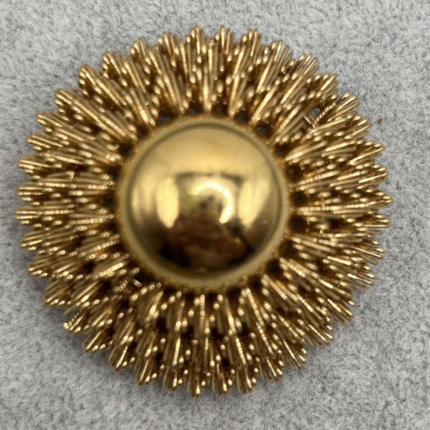 Signed Monet Gold Tone Wire Work Flower Brooch Pin