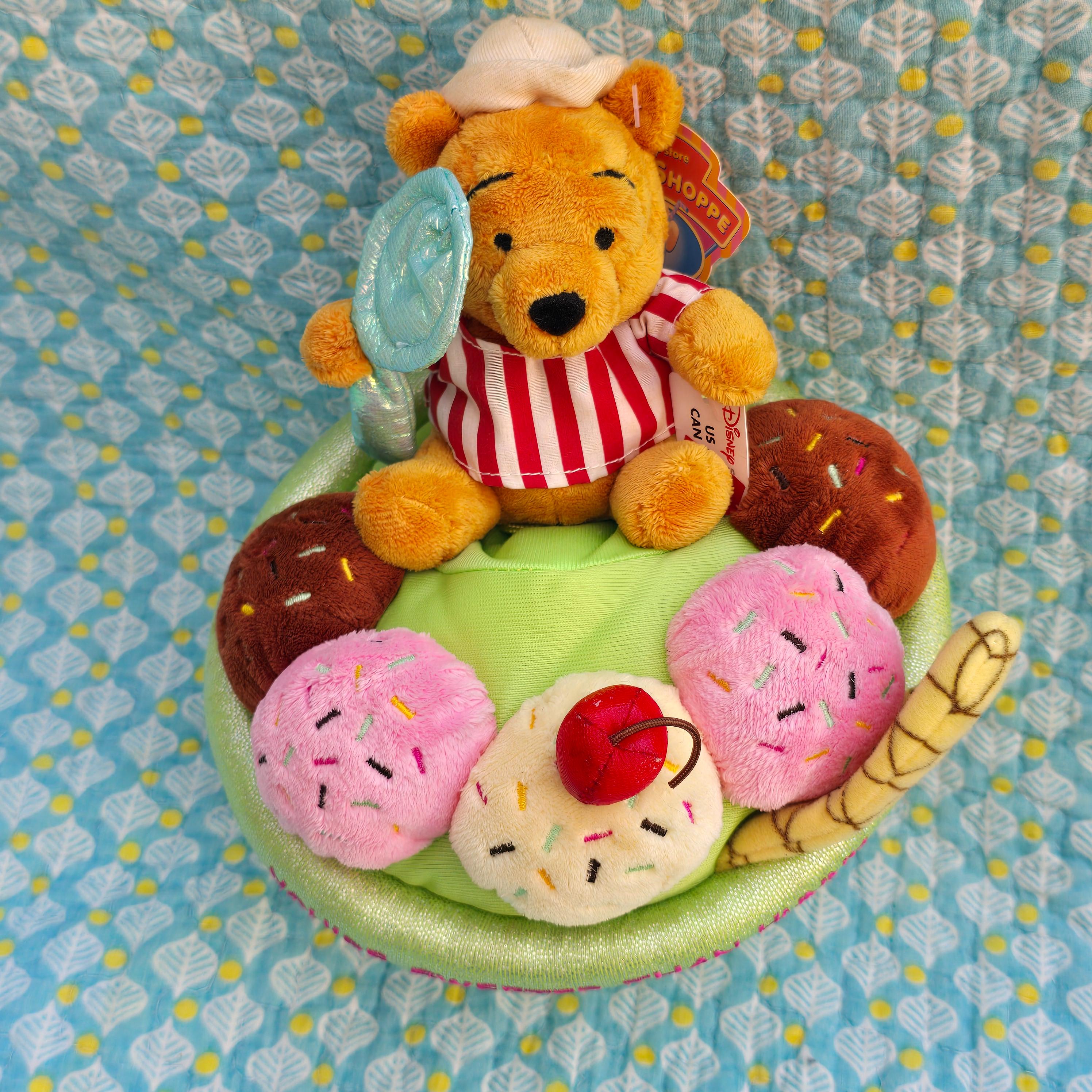 Disney Store Winnie the Pooh Ice Cream Sundae Plush Stuffed Bear Sweet ...