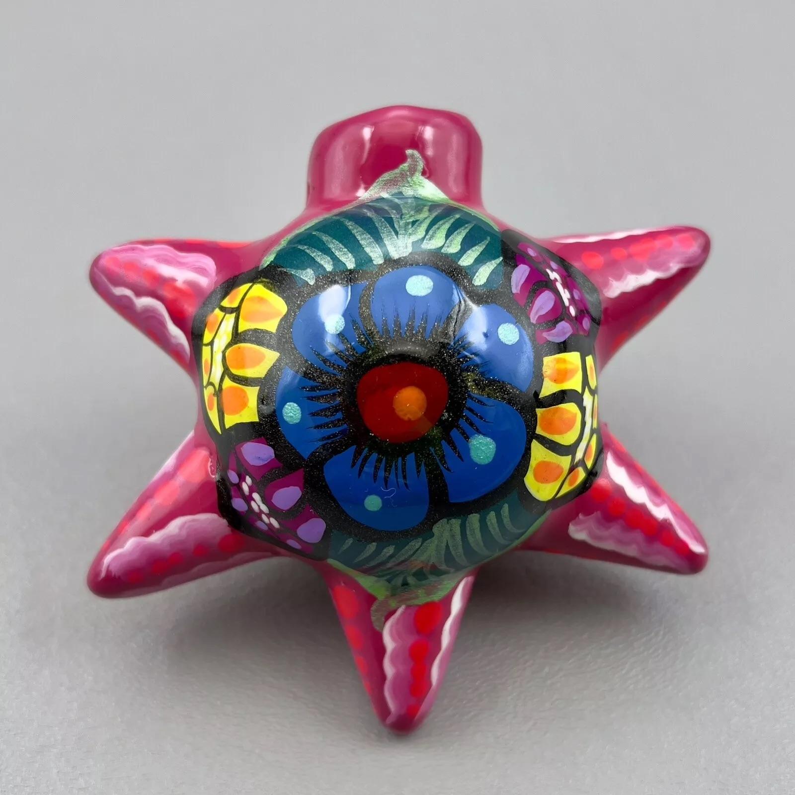 #010 Talavera Pottery Magenta Pink Star 3" Ornament Hand Painted Glow ...