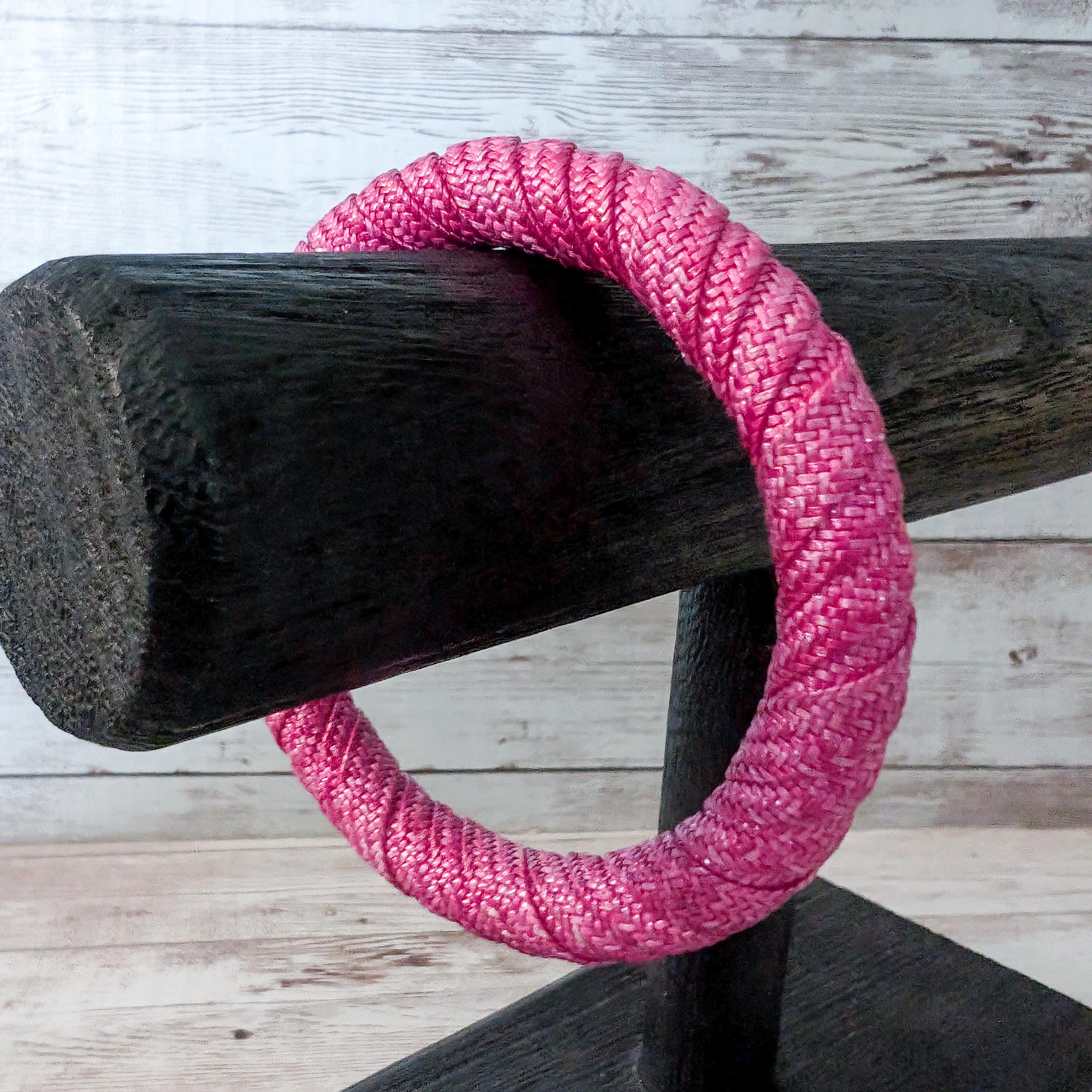 Vintage Bracelet Pink Cord? Wrapped Statement Bangle