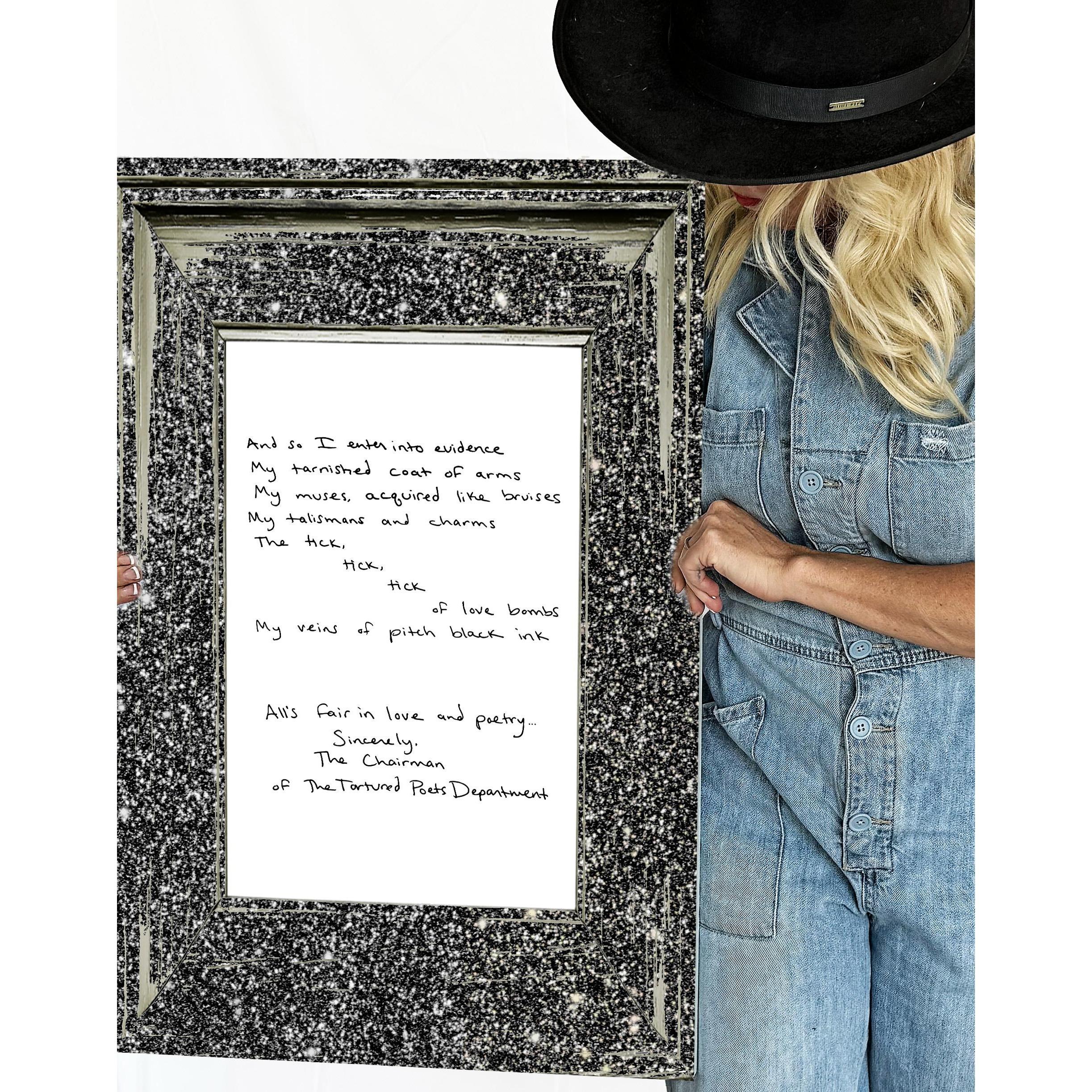 Handwritten-Taylor Swift Inspired Framed Wall Art-Song Lyric-Tortured ...