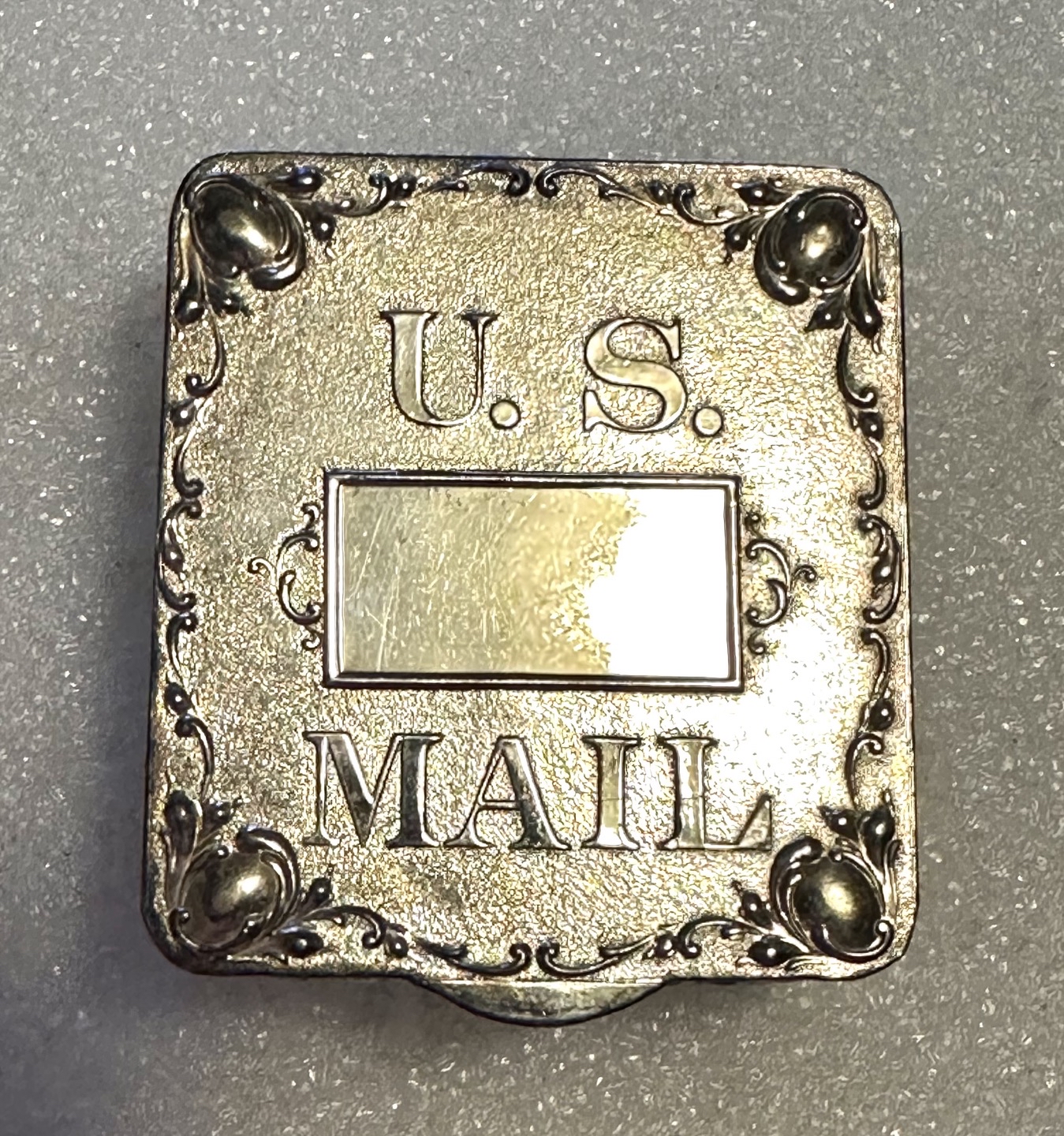 Victorian Silver plated Stamp Box U.S. Mail Homan Mfg Co