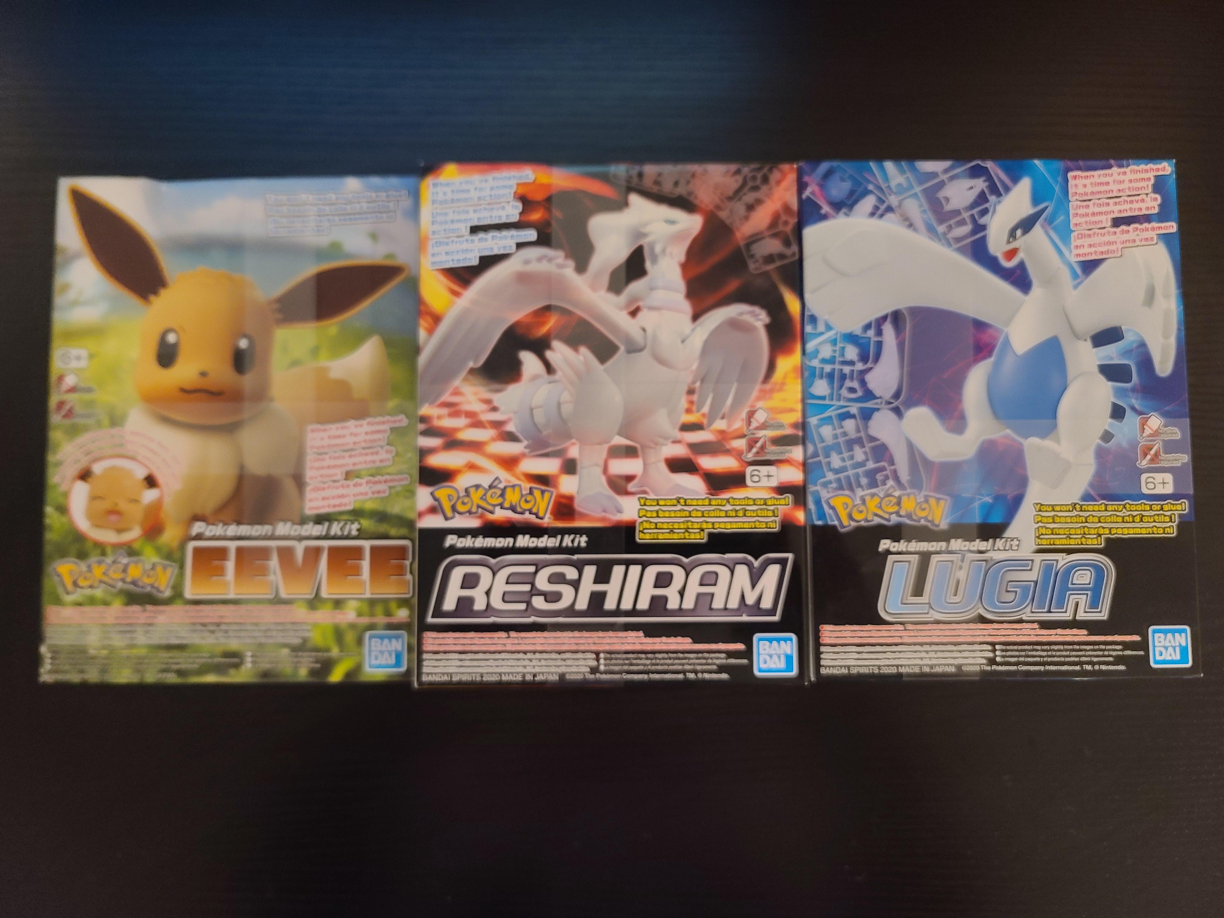 3 Pokemon model kits Bandai Eevee Reshiram & Lugia New in Sealed Box