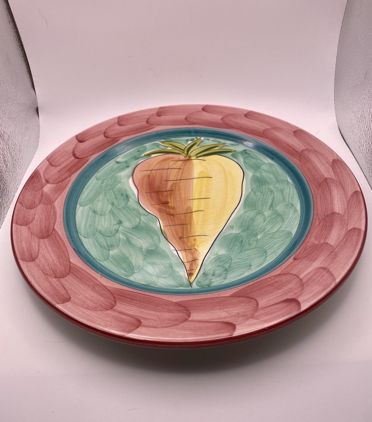 Alcobaca Pottery, 10.25" Hand Painted Spring Turnip Plate by R.B. Bernarda